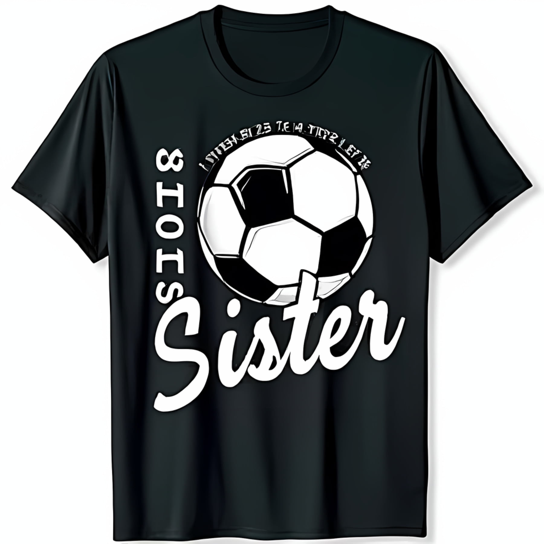 Black T-Shirt with Soccer Ball Graphic & Sister in Cursive - Walmart.com