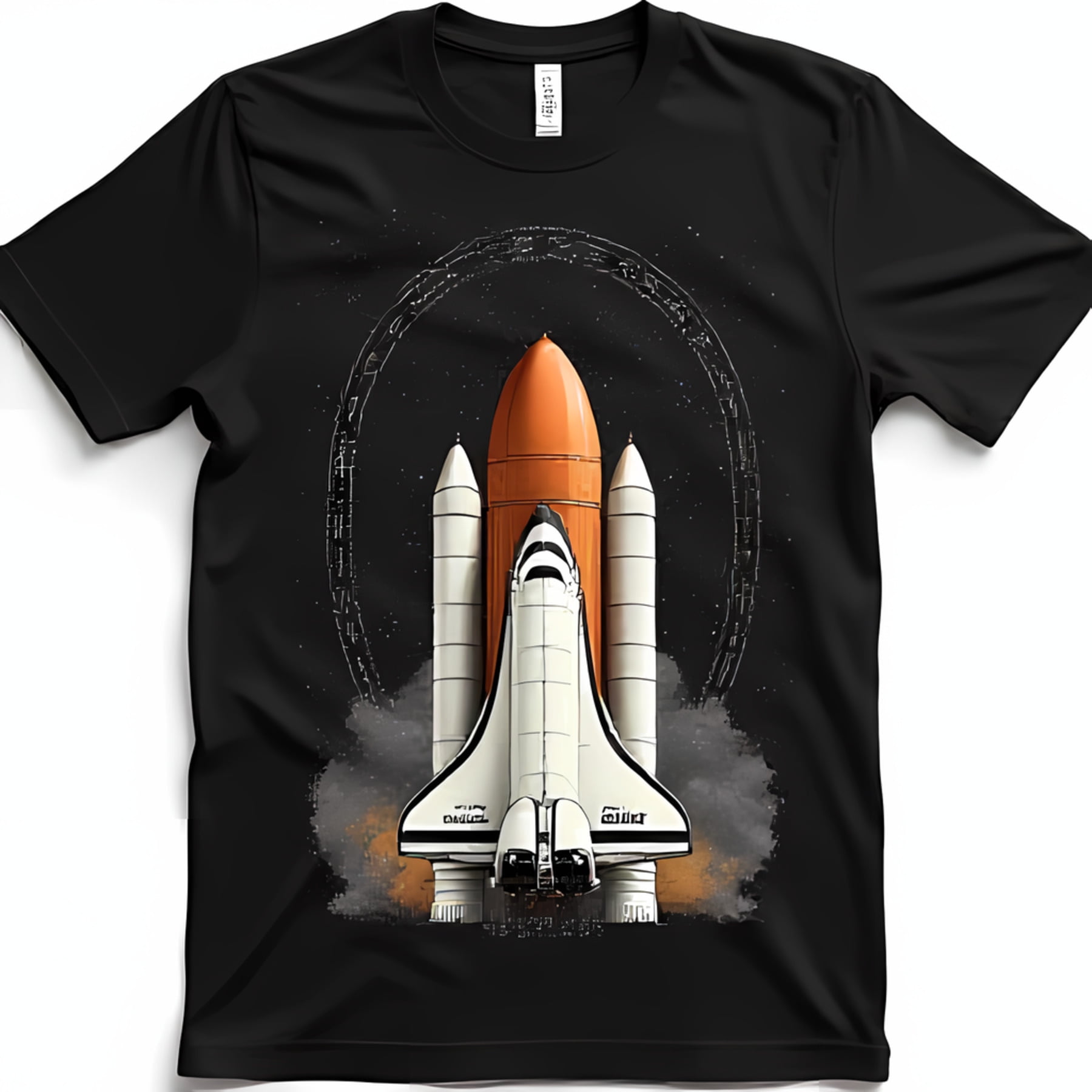 Black T-Shirt with Space Shuttle Design White Shuttle Tanks Surrounded ...