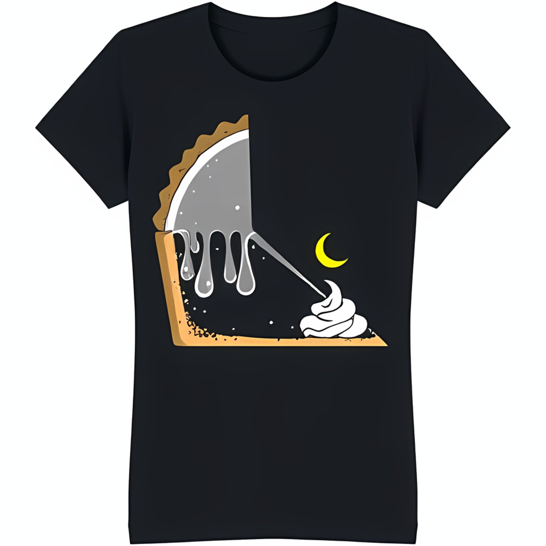 Black T-Shirt with Starry Pie Graphic Tan Crust & Whipped Cream ...