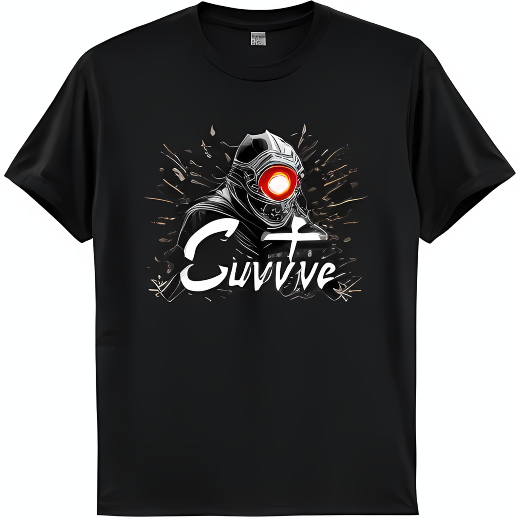 Black T-Shirt with Striking Dark Figure & Glowing Red Eye Graphic ...