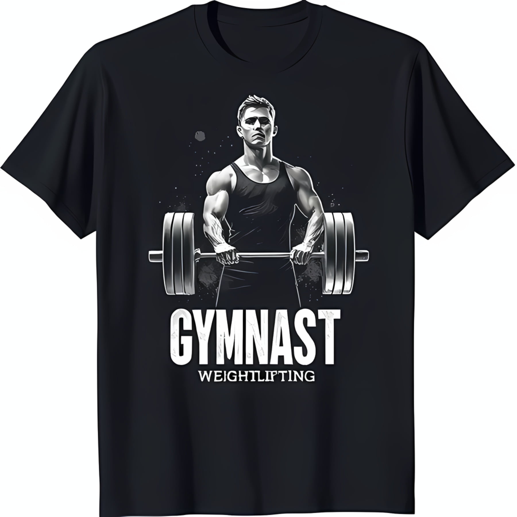Black T-Shirt with Strong Man Weightlifting Graphic Gymnast ...