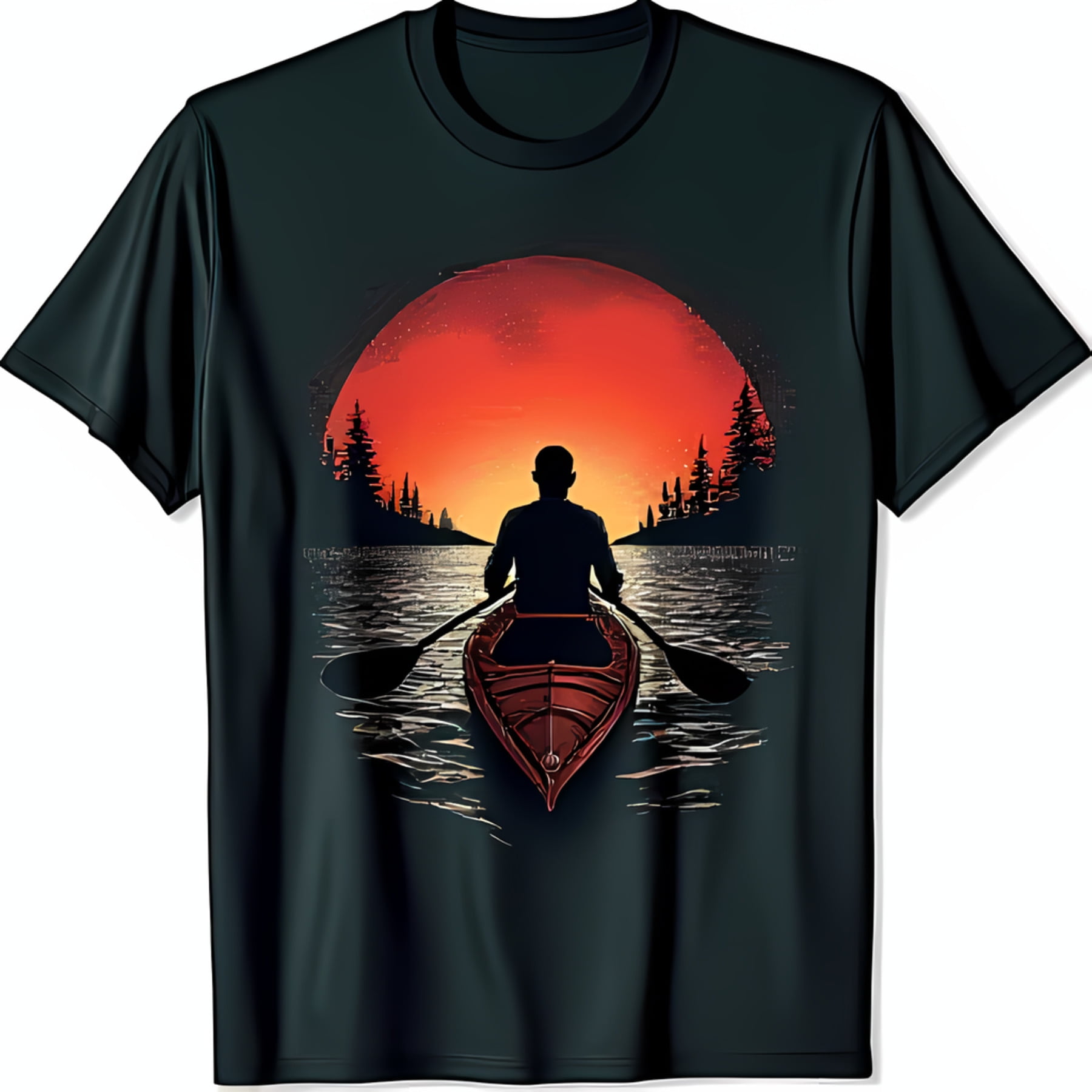 Black T-Shirt with Stunning Canoe Graphic at Sunset Nature Lover's ...