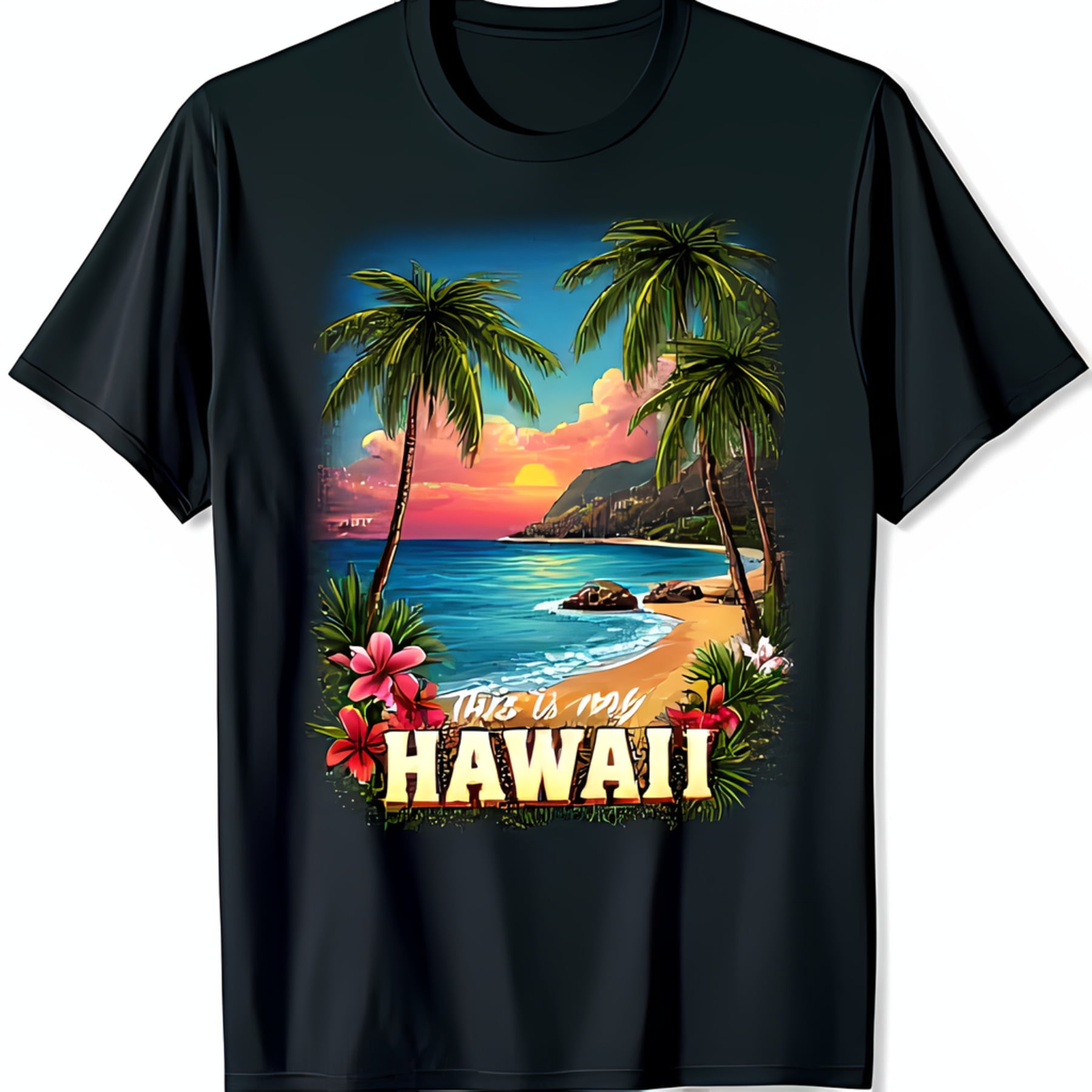 Black T-Shirt with Stunning Hawaii Sunset Trees & This is my HAWAII ...