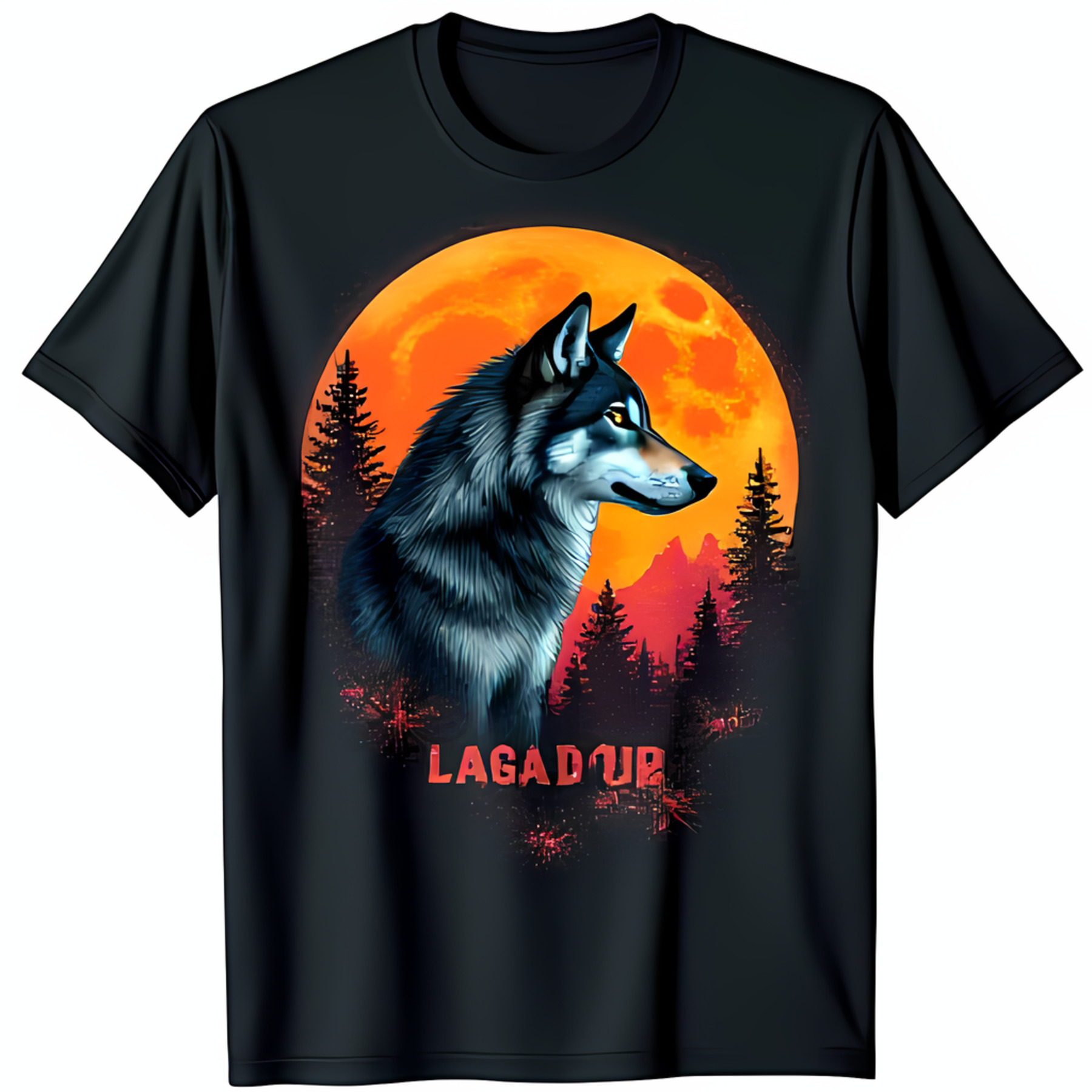 Black T-Shirt with Stunning Howling at Moon Graphic Design - Walmart.com
