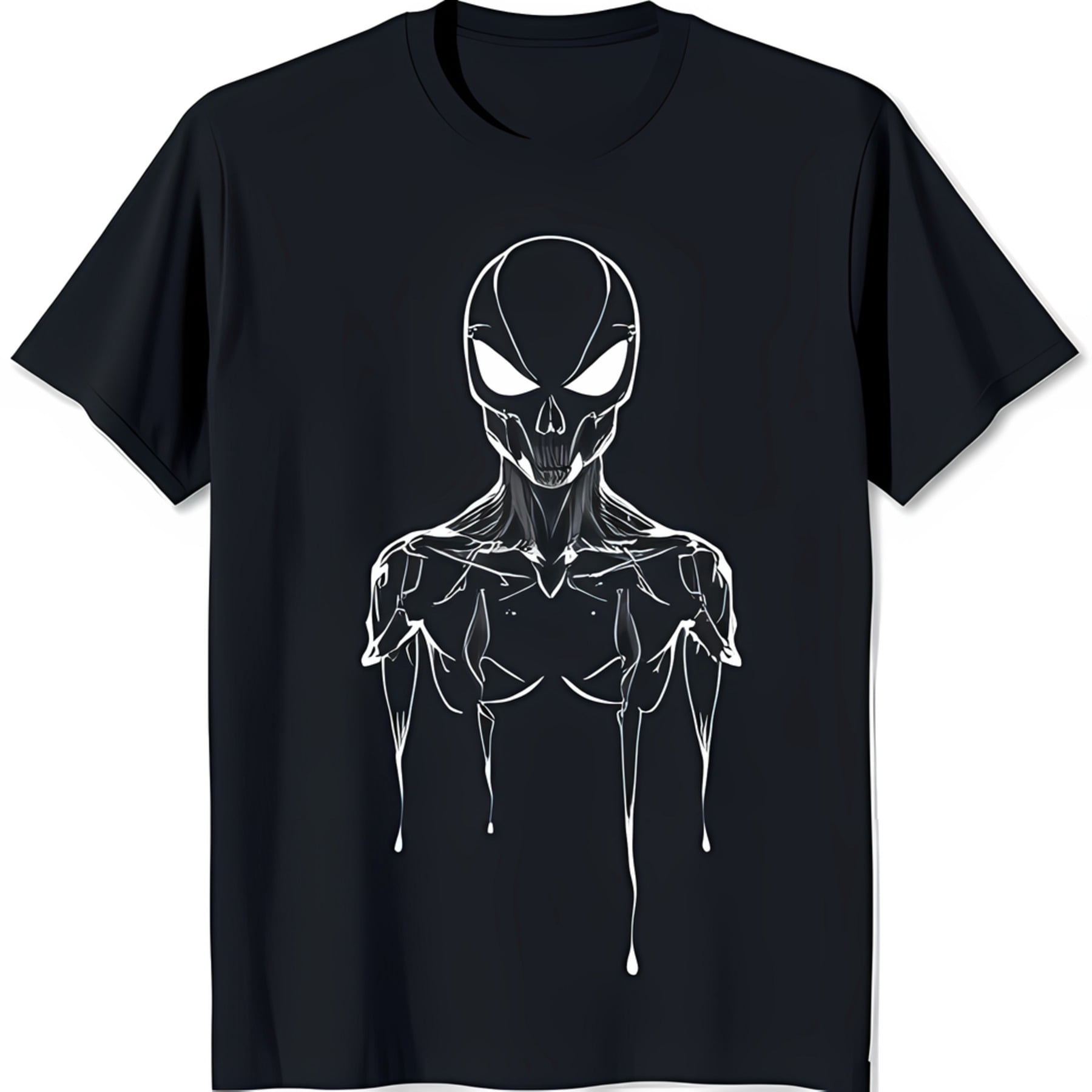 Black T-Shirt with Stylized Graphic Melting Horror Design for Sci Fi ...