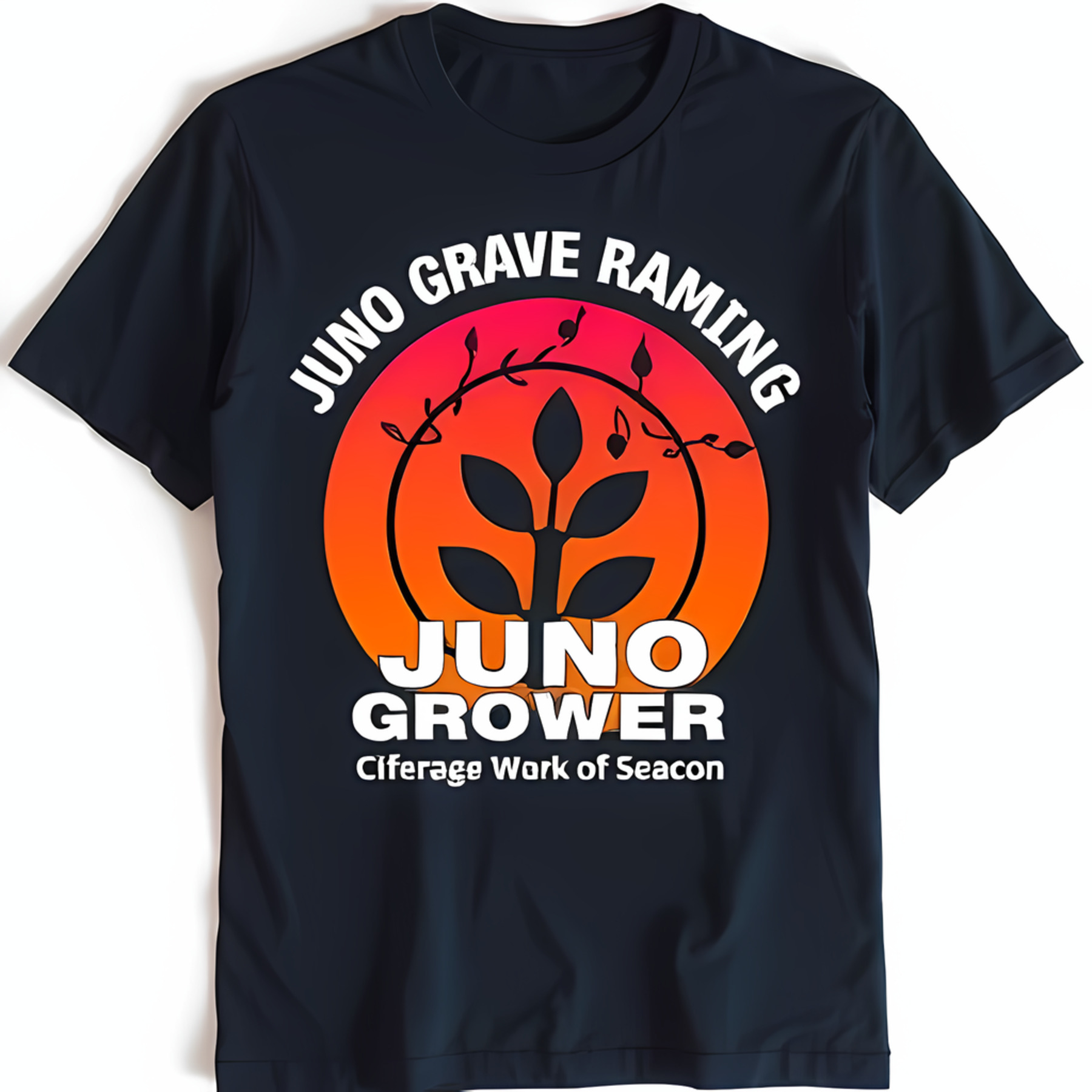 Black T-Shirt with Sun Circle Graphic and Plant Design Juno Grower Tee - Walmart.com