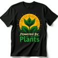 Black T-Shirt with Sun and Plant Design 'Powered by Plants' Graphic Tee - Walmart.com
