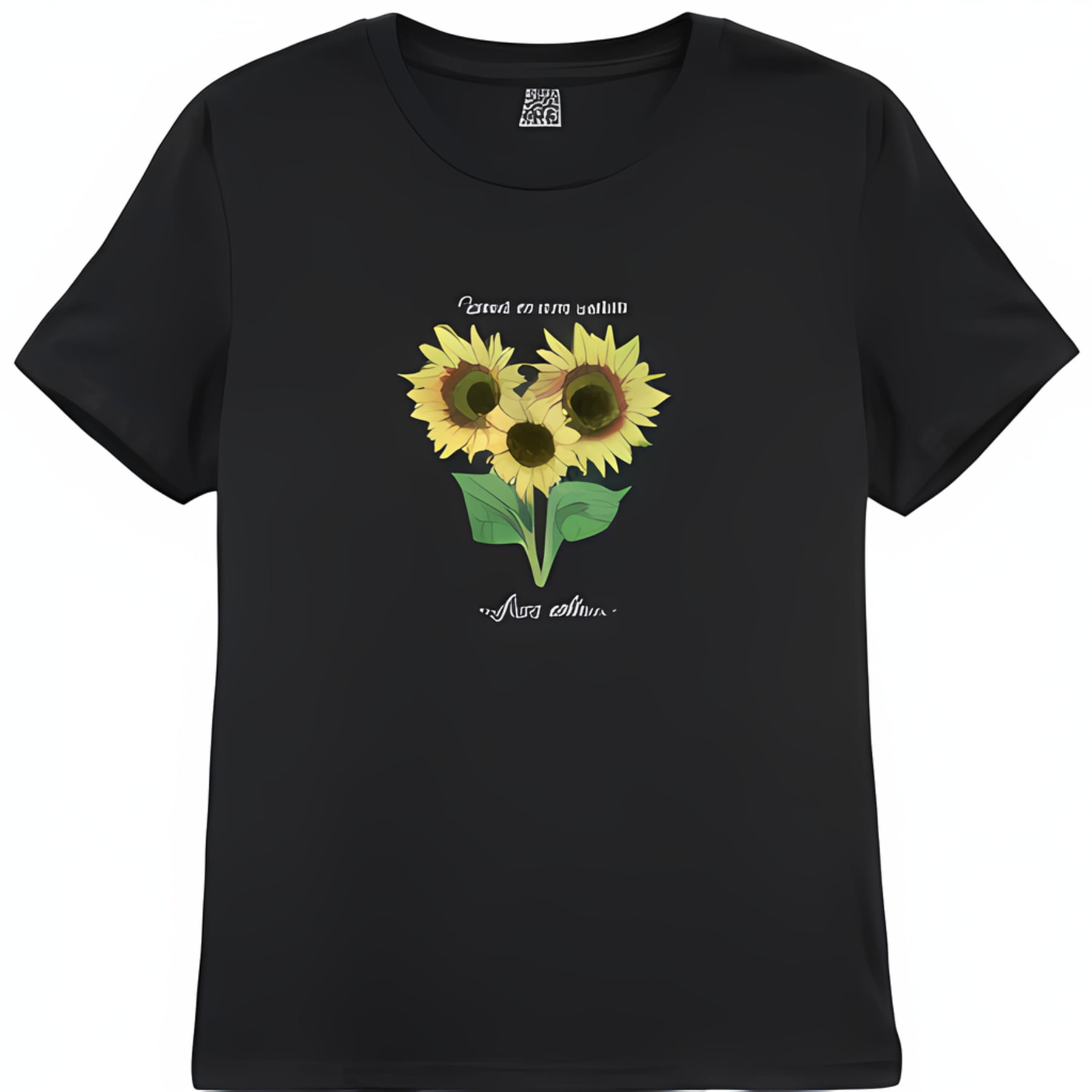 Black T-Shirt with Sunflower Design Loved in Every Season & Ana Colleen ...