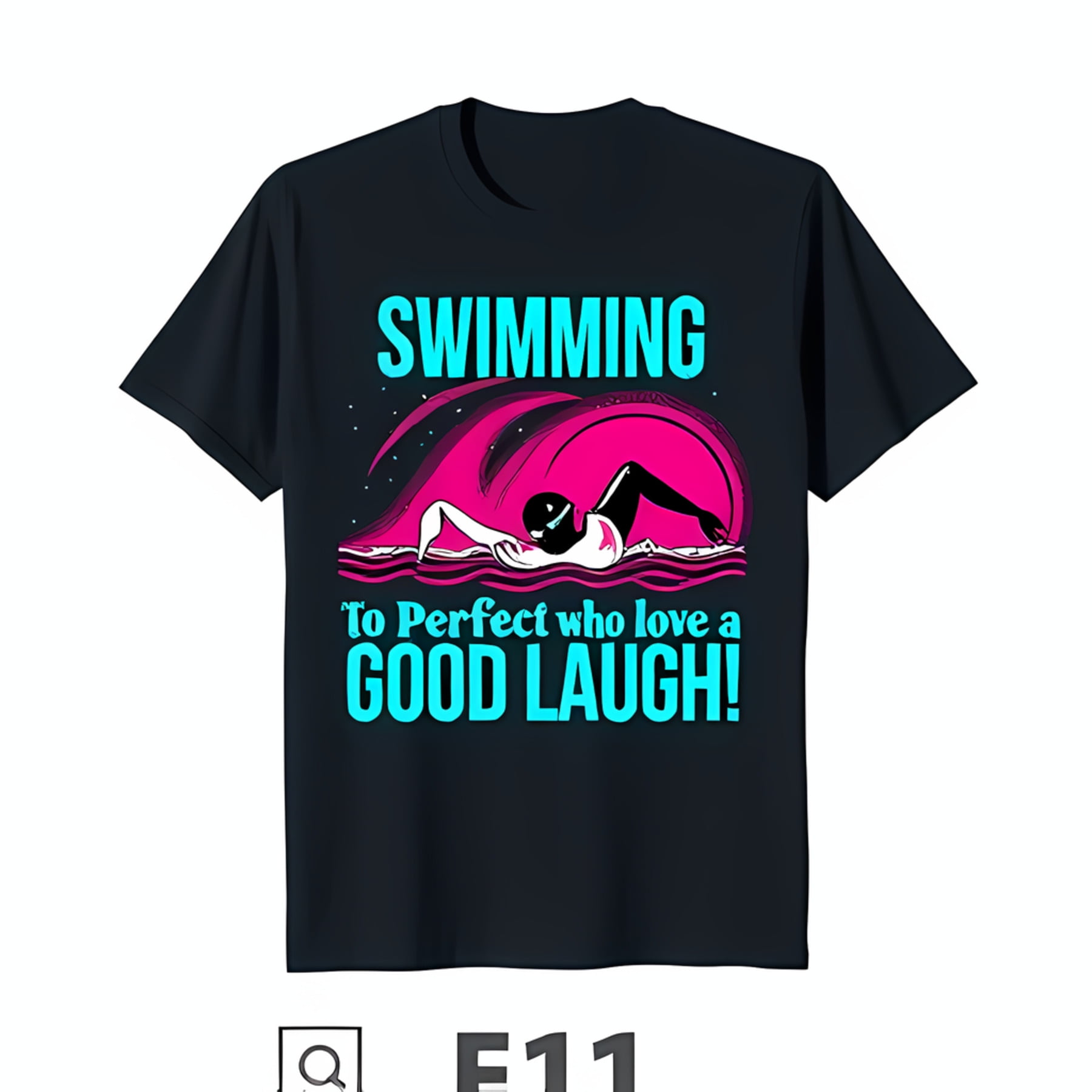 Black T-Shirt with Swimmer Graphic and Fun 'Swimming' Design for Laugh ...