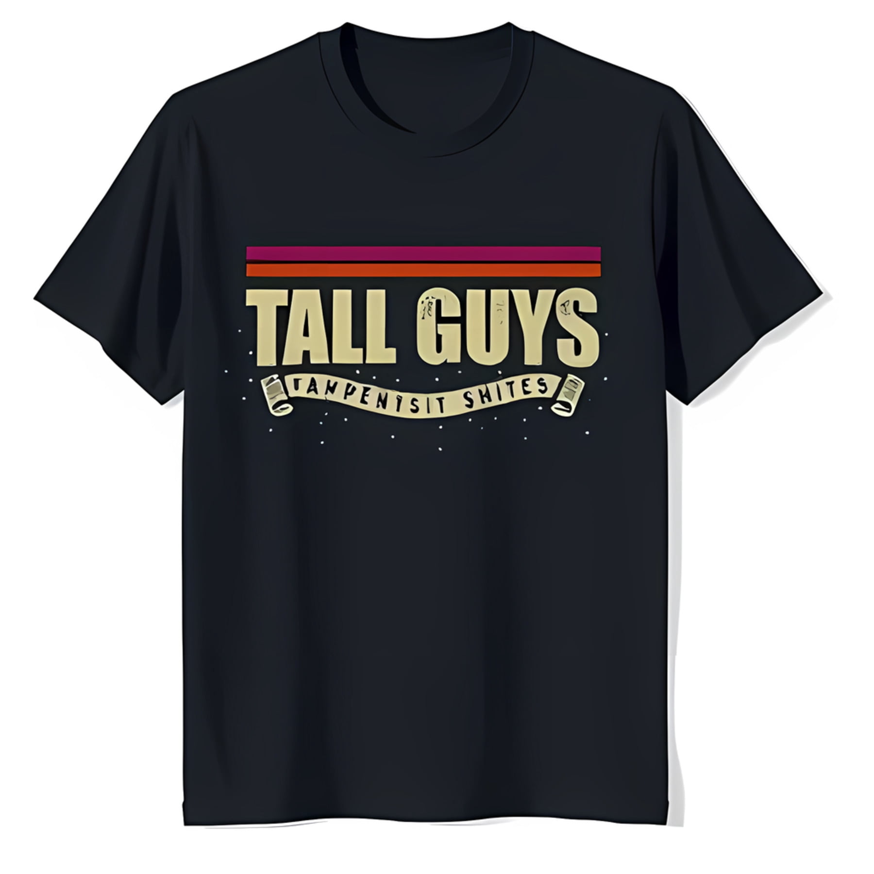 Black T-Shirt with 'TALL GUYS' Graphic & 'TANPENITSIT SHITES' Banner ...