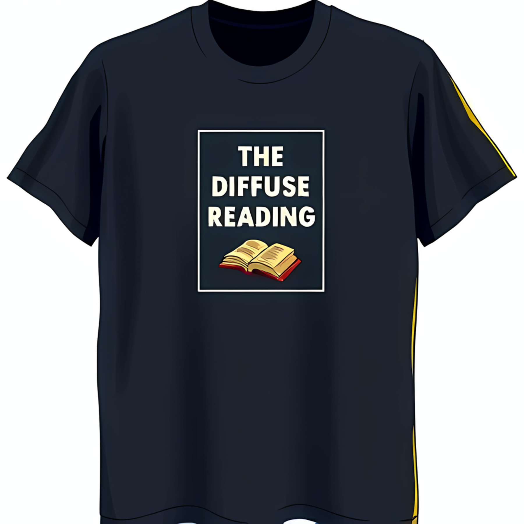 Black T-Shirt with 'THE DIFFUSE READING' Graphic & Cartoon Book Design ...