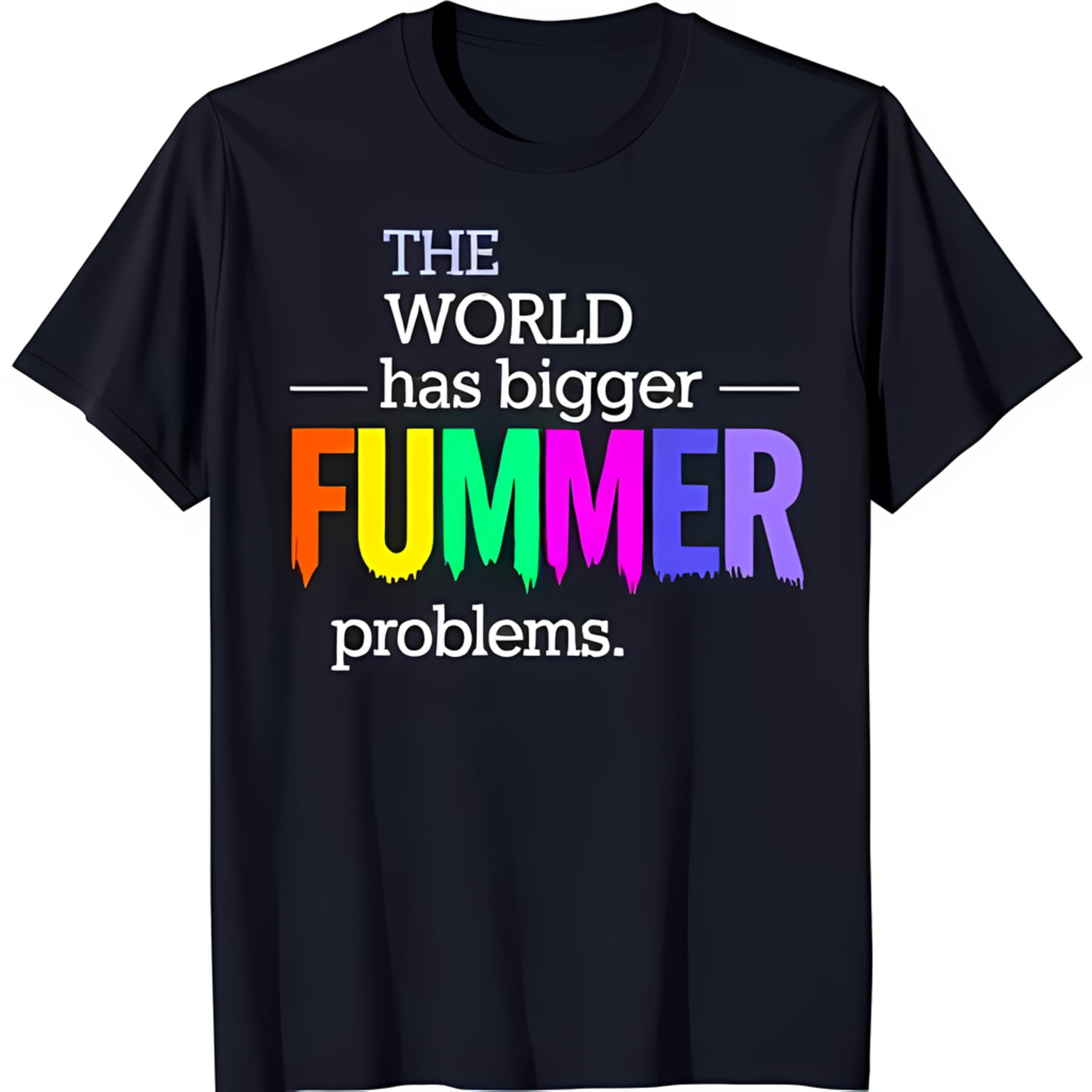 Black T-Shirt with 'THE WORLD bigger SUMMER problems' Slogan in ...