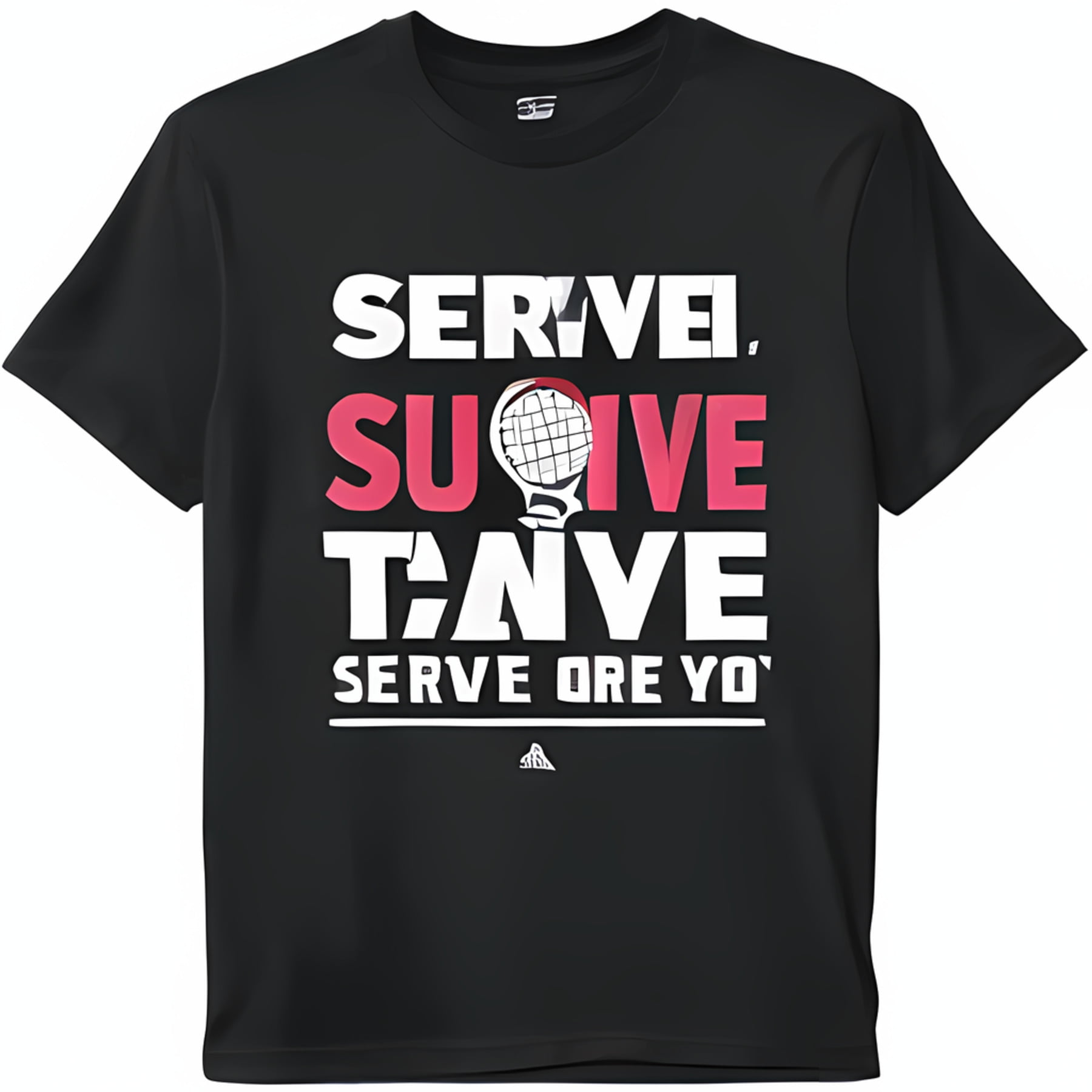 Black T-Shirt with Teennis Theme and Unique Logo 'Nowadays Serving You ...