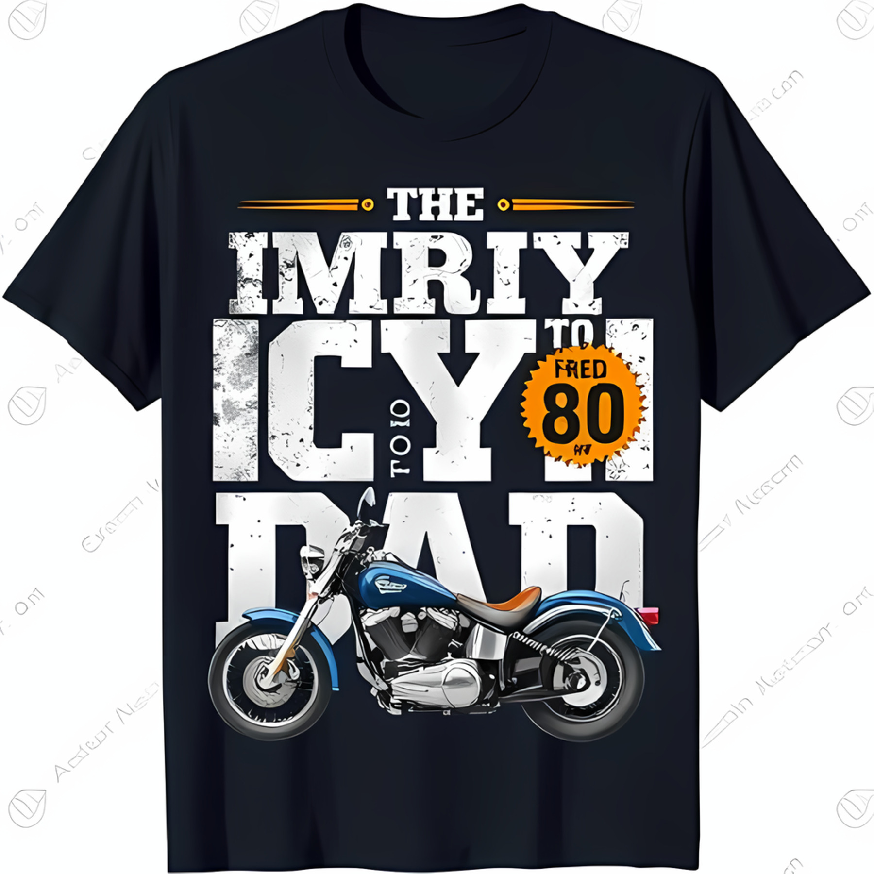 Black T-Shirt with 'The Imry to Icy to Dad' Graphic & Motorcycle ...