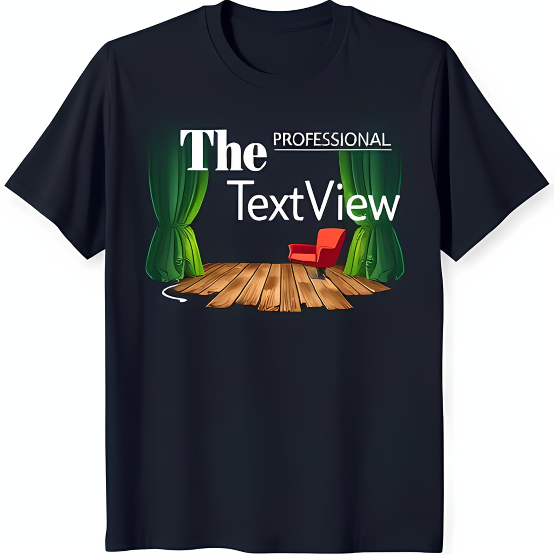 Black T-Shirt with 'The Professional TextView' Design Stage Green ...