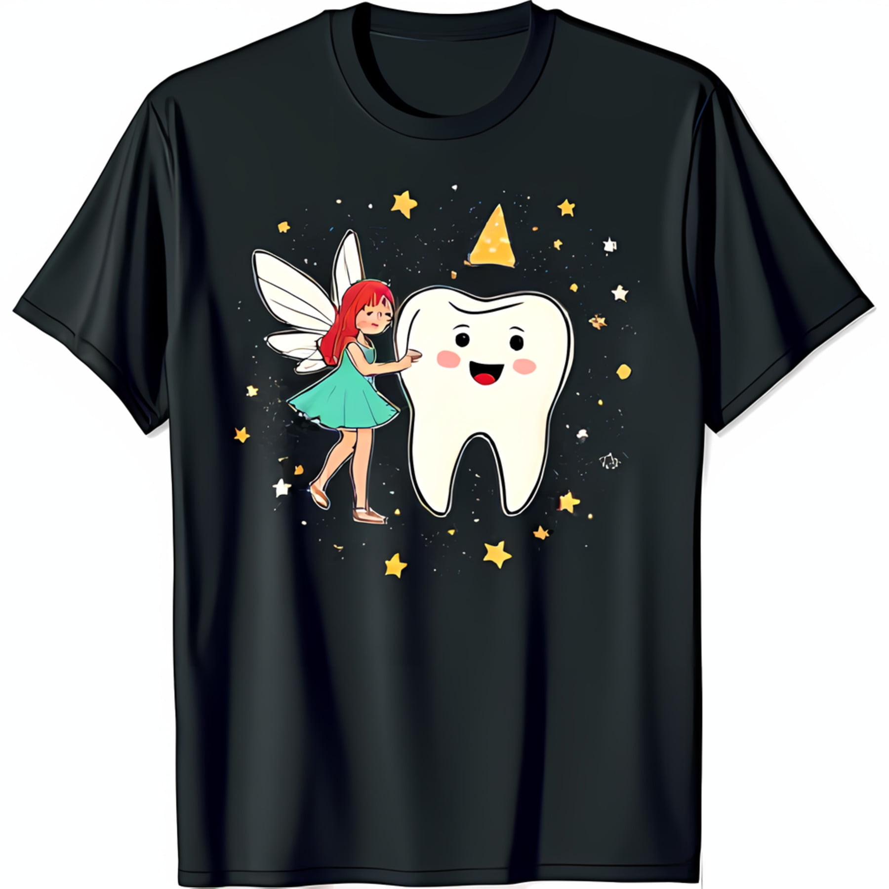 Black T-Shirt with Tooth & Smiling Tooth Graphic Fun Milestone ...