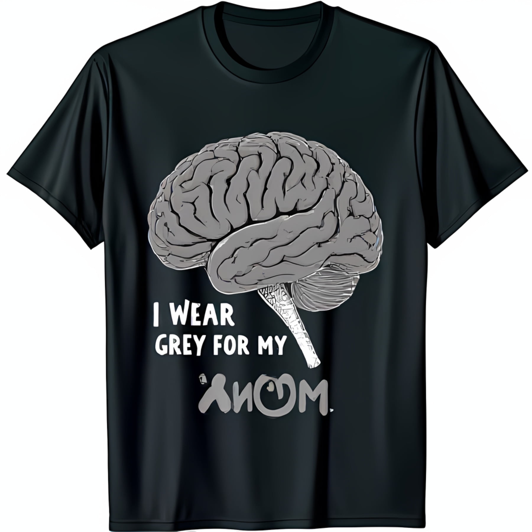 Black T-Shirt with Unique Brain Graphic: I Wear Grey for My 🧠rain ...