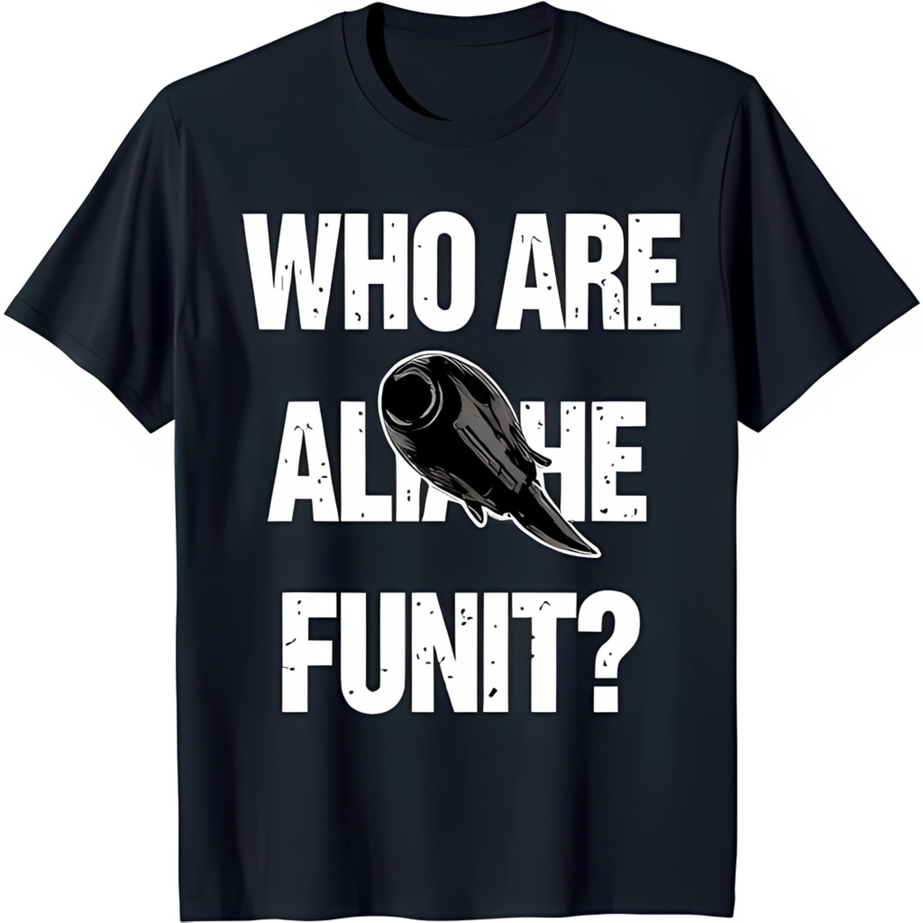 Black T-Shirt with Unique Fish Bird Design & 'Who are Aloha Funit ...