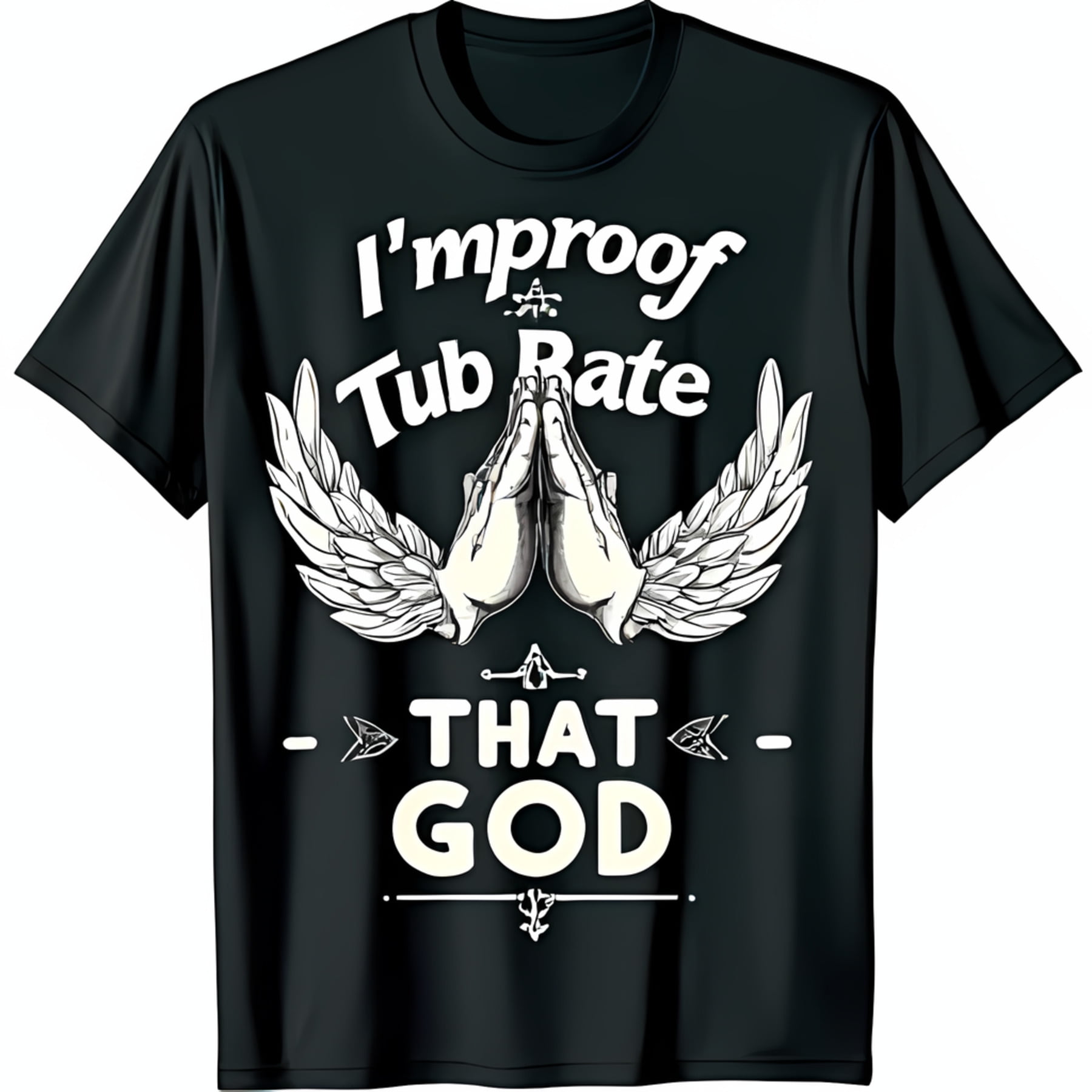 Black T-Shirt with Unique Graphic I m Proof Tub Rate That God & Praying ...
