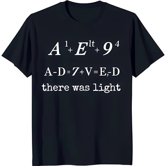Black T-Shirt with Unique Graphic: Math Equation Letter Number & 'There ...