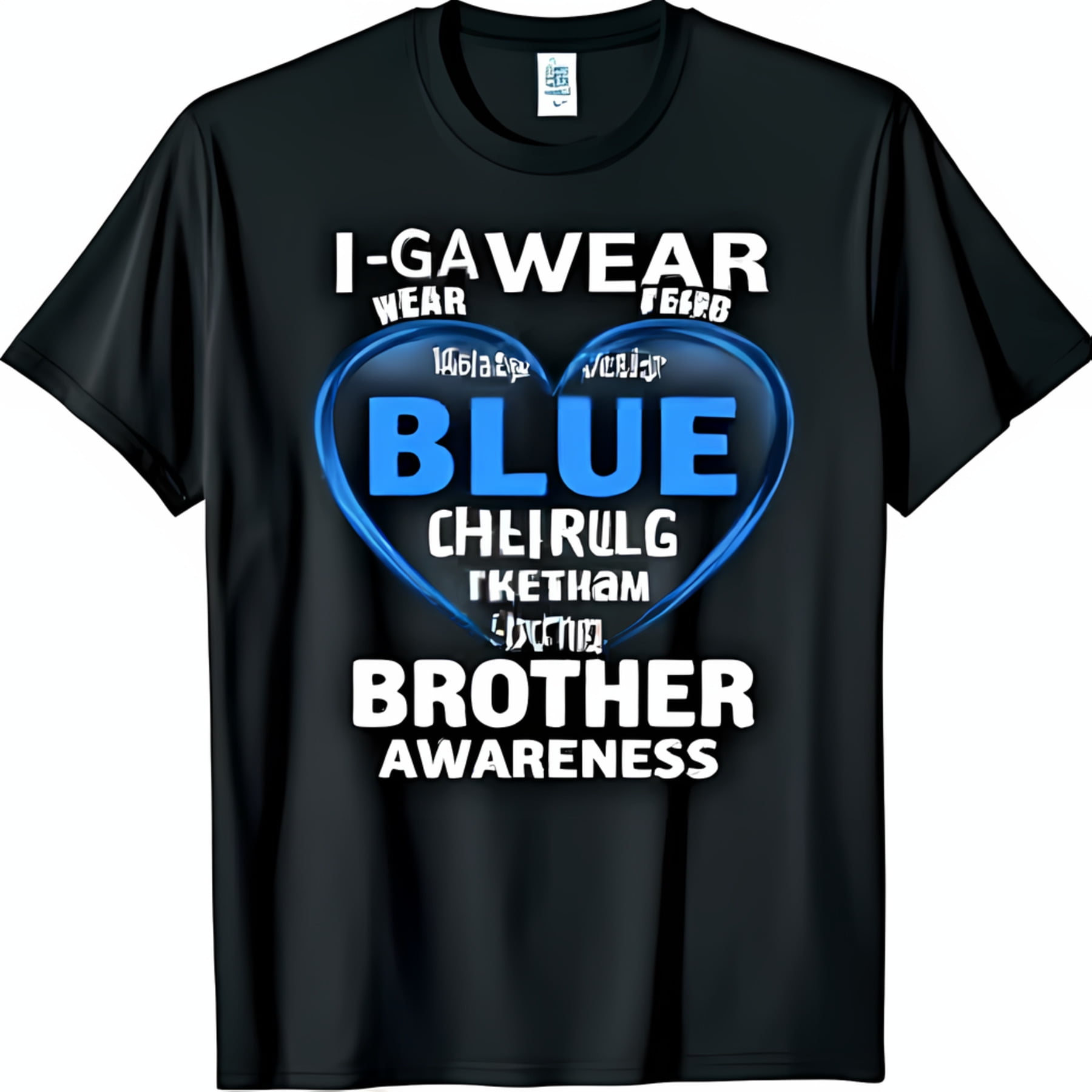 Black T-Shirt with Unique I GAWEAR WEAR BLUE BROTHER AWARENESS Graphic ...