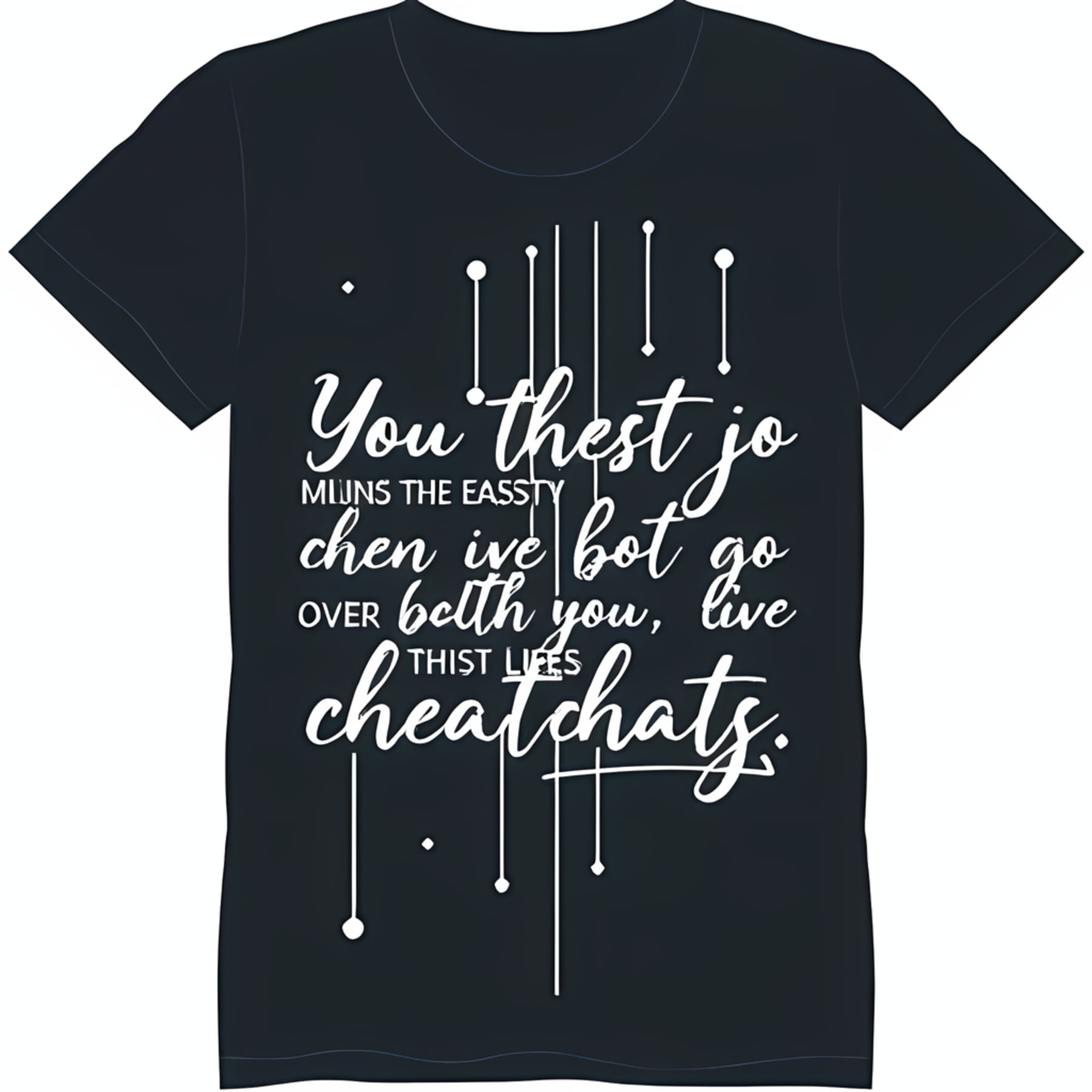 Black T-Shirt with Unique Quote Design in Serif Font and Lines ...