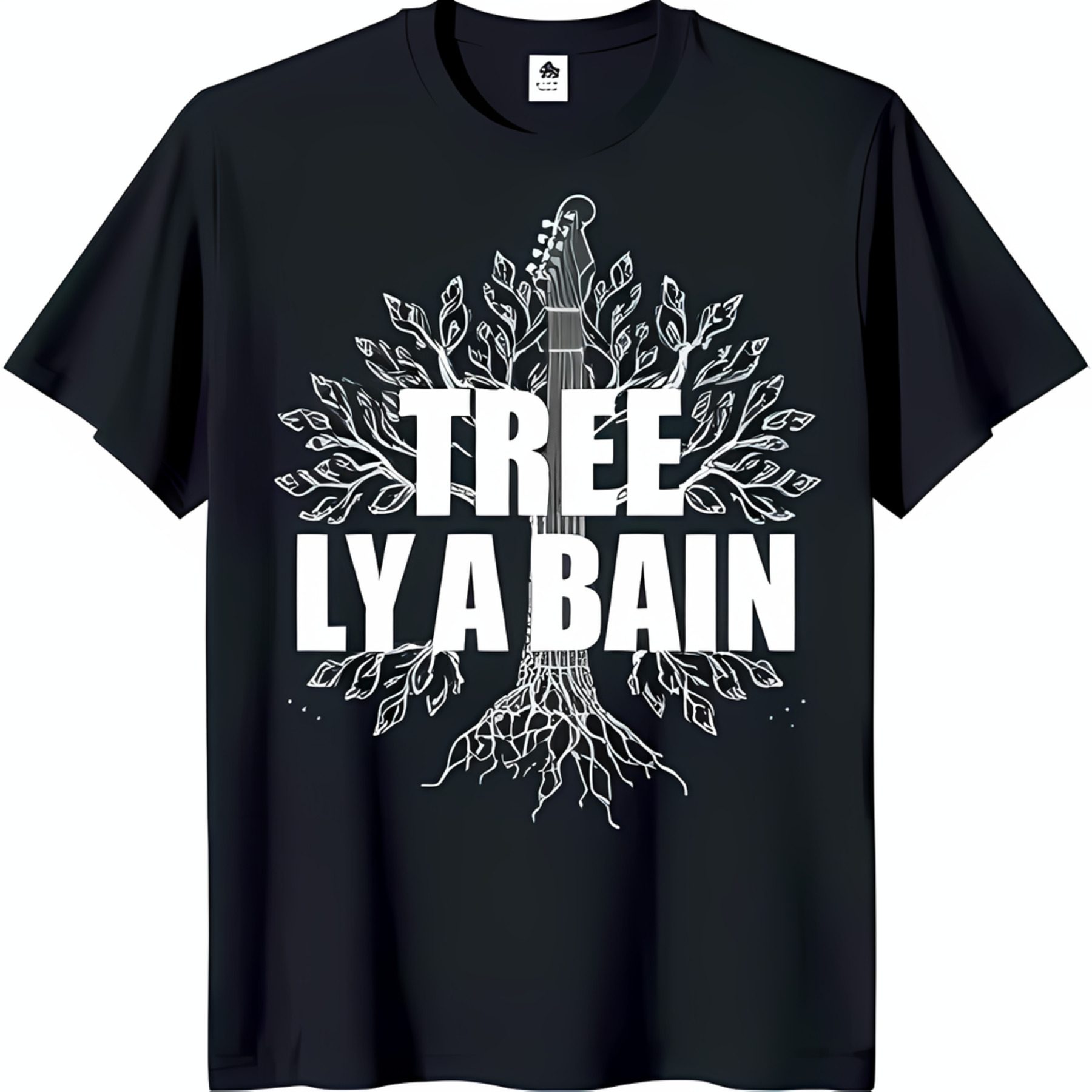 Black T-Shirt with Unique Tree Design Featuring Trunk & Roots 'TREE LY ...