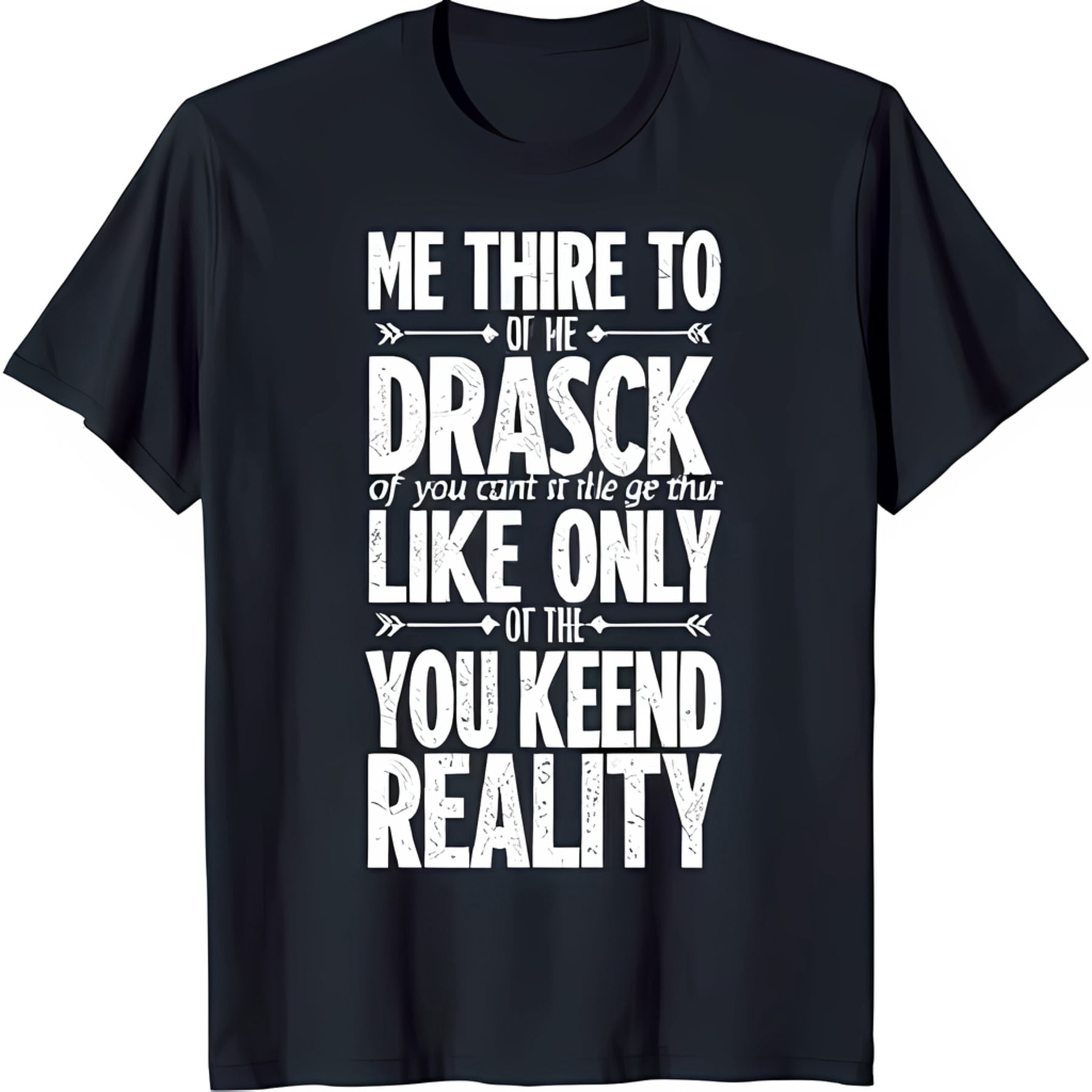 Black T-Shirt with Unique White Graphic Text Design - Walmart.com