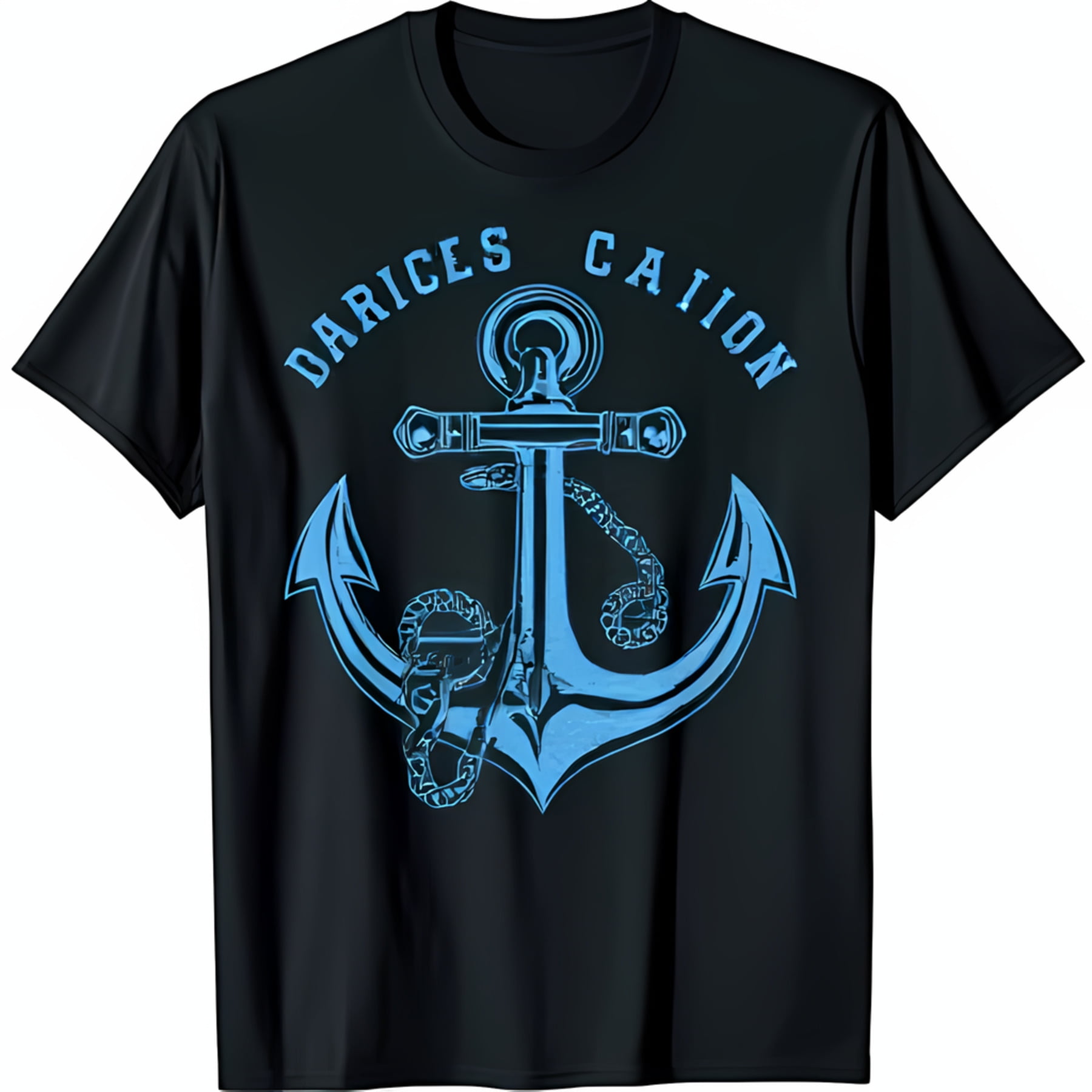 Black T-Shirt with Vibrant Blue Graphic and Darices Caion Text ...