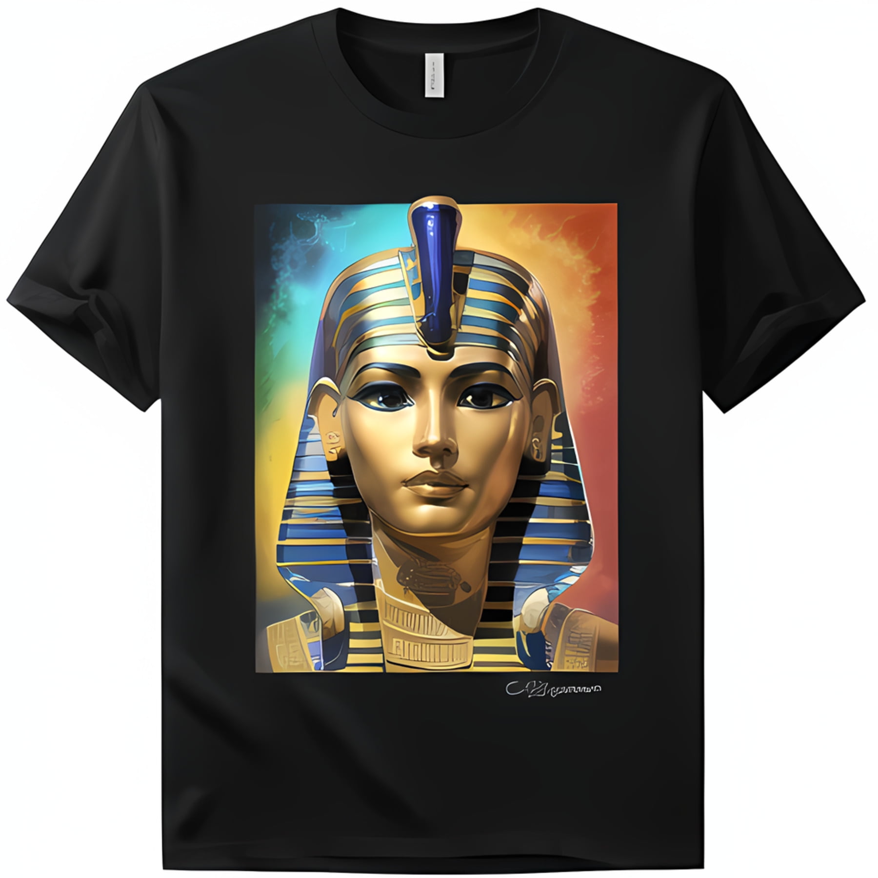 Black T-Shirt with Vibrant Pharaoh Design Unique Art for History ...