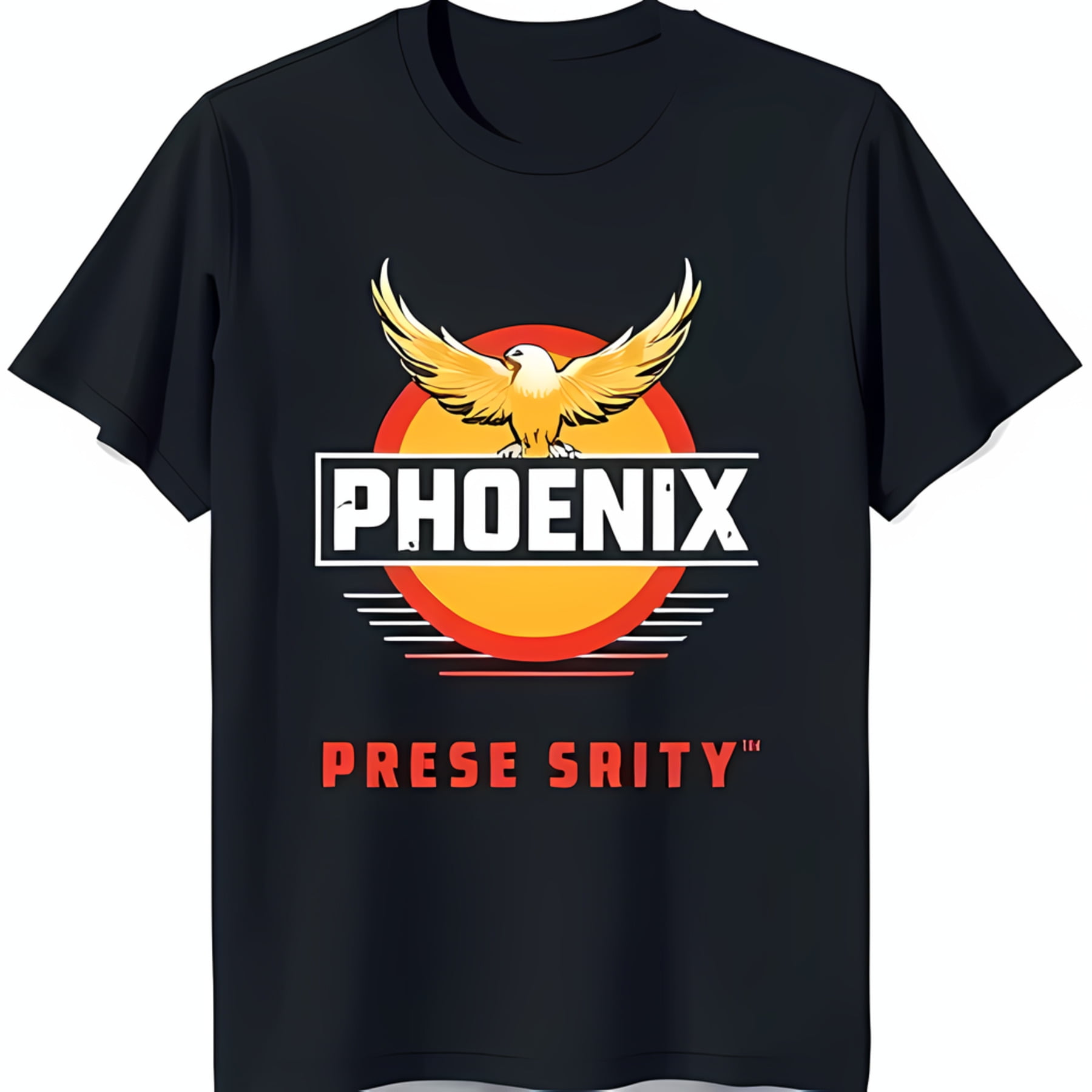 Black T-Shirt with Vibrant Phoenix Red Sun & Bold 'PHOENIX' Graphic - Walmart.com