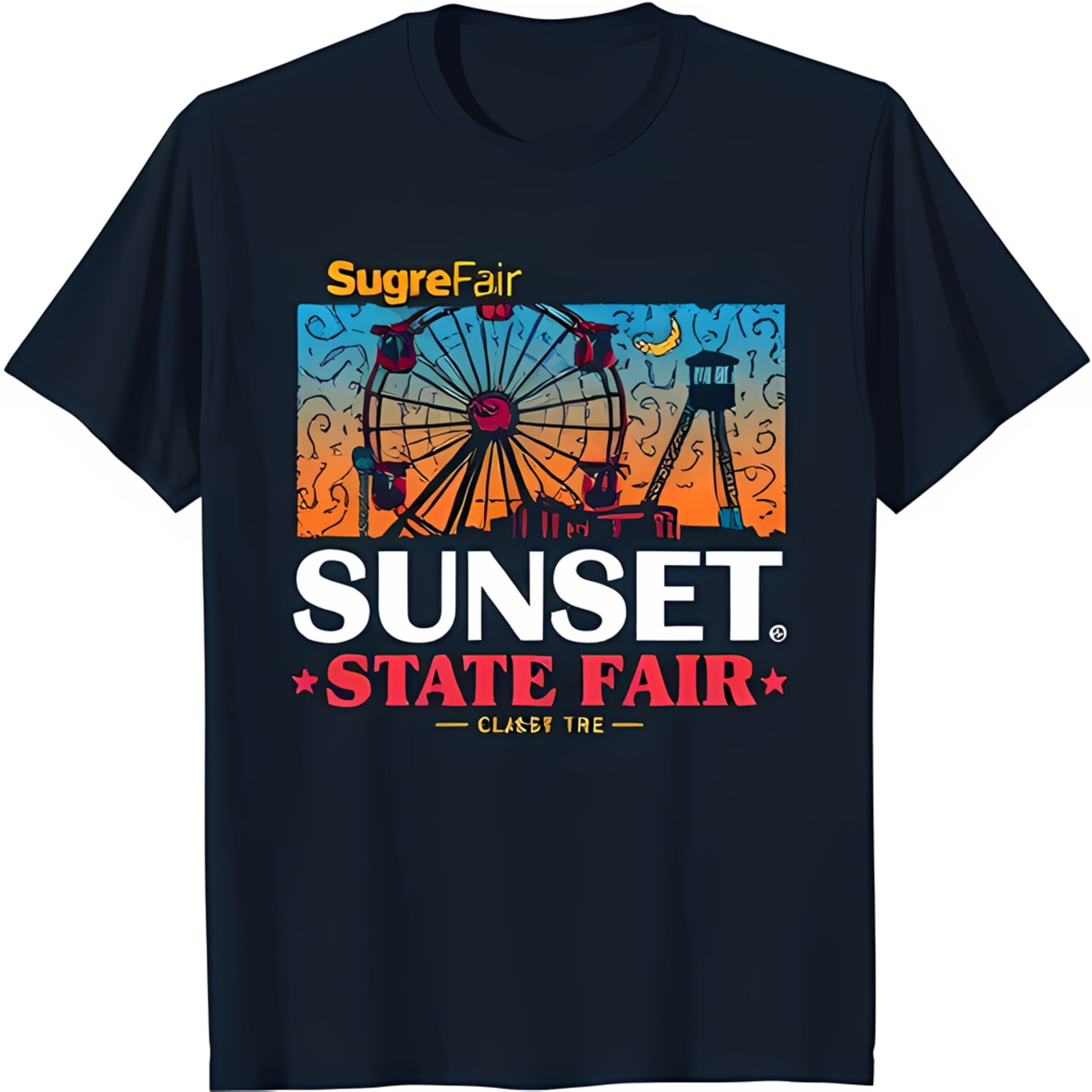 Black T-Shirt with Vibrant Sunset State Fair Graphic for Lovers ...