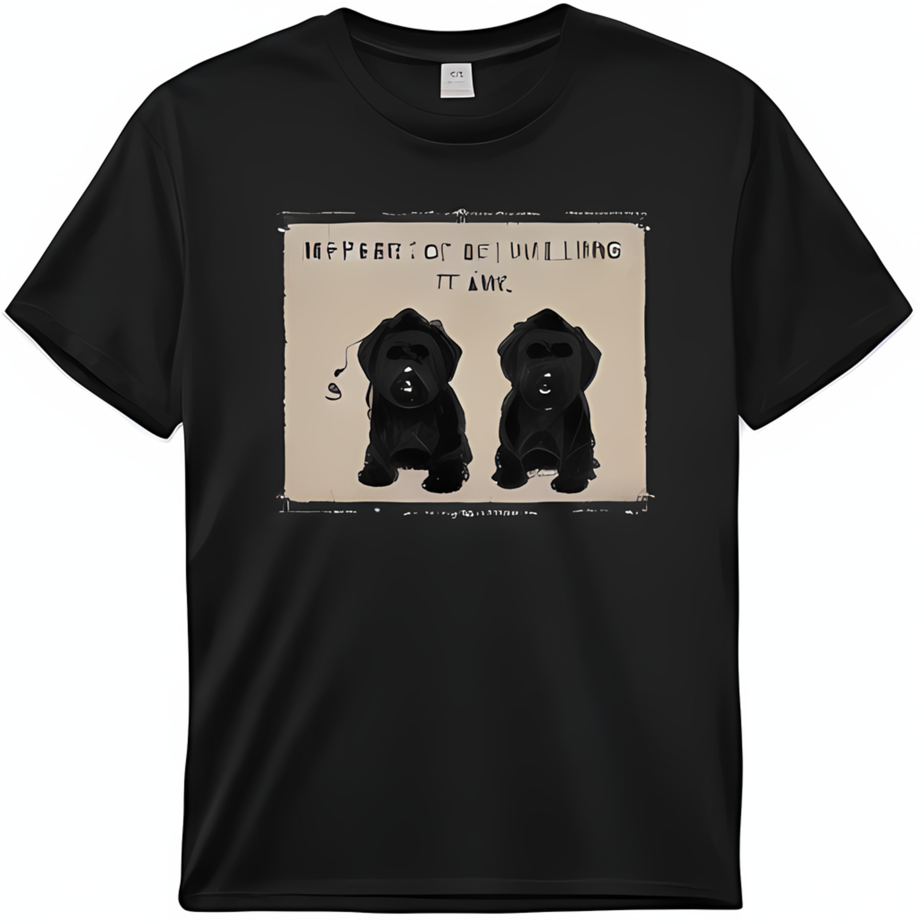 Black T-Shirt with Vintage Border Featuring Two Shih Tzu Dogs - Walmart.com