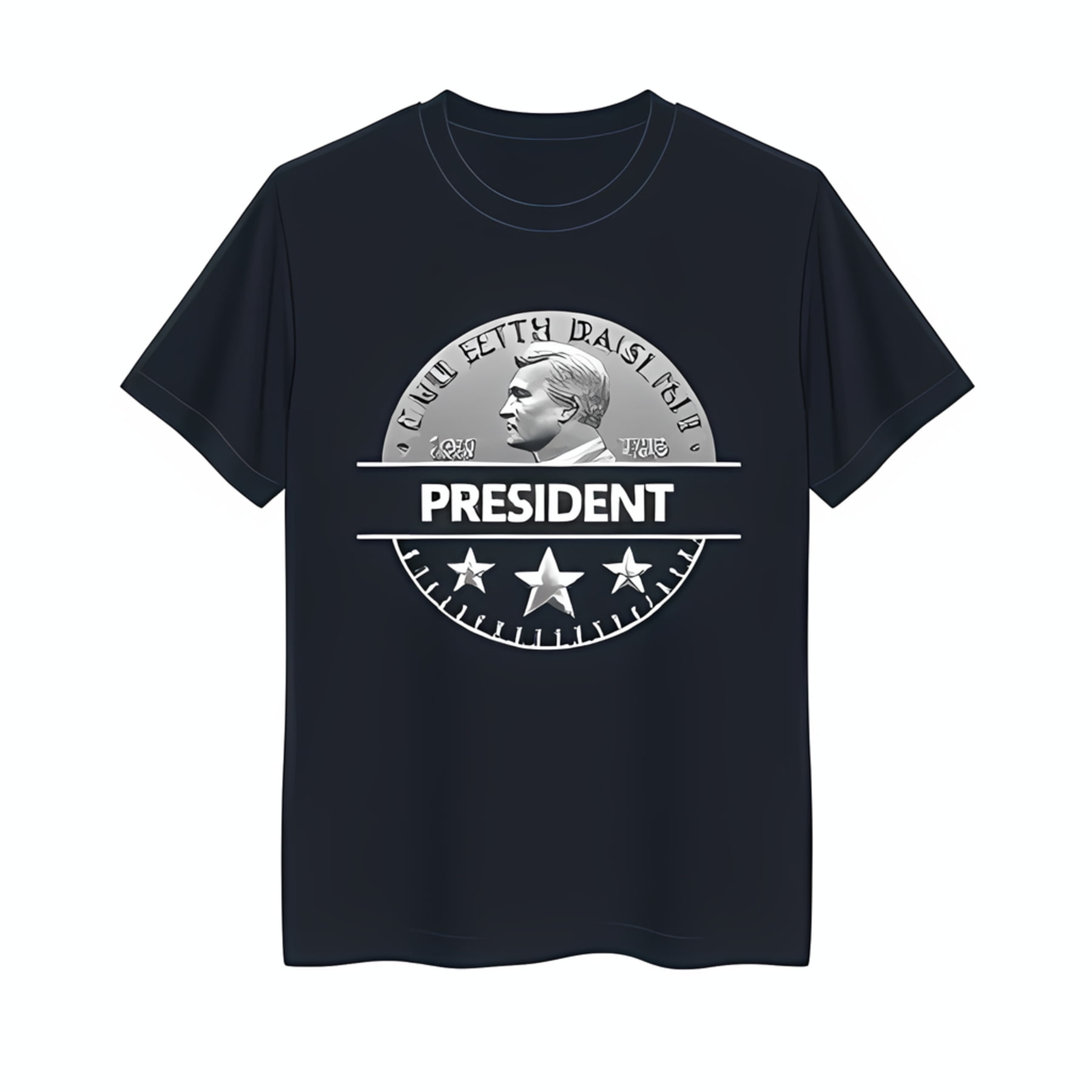 Black T-Shirt with Vintage Silver Coin Graphic: Fetti Dasi Lib Design ...