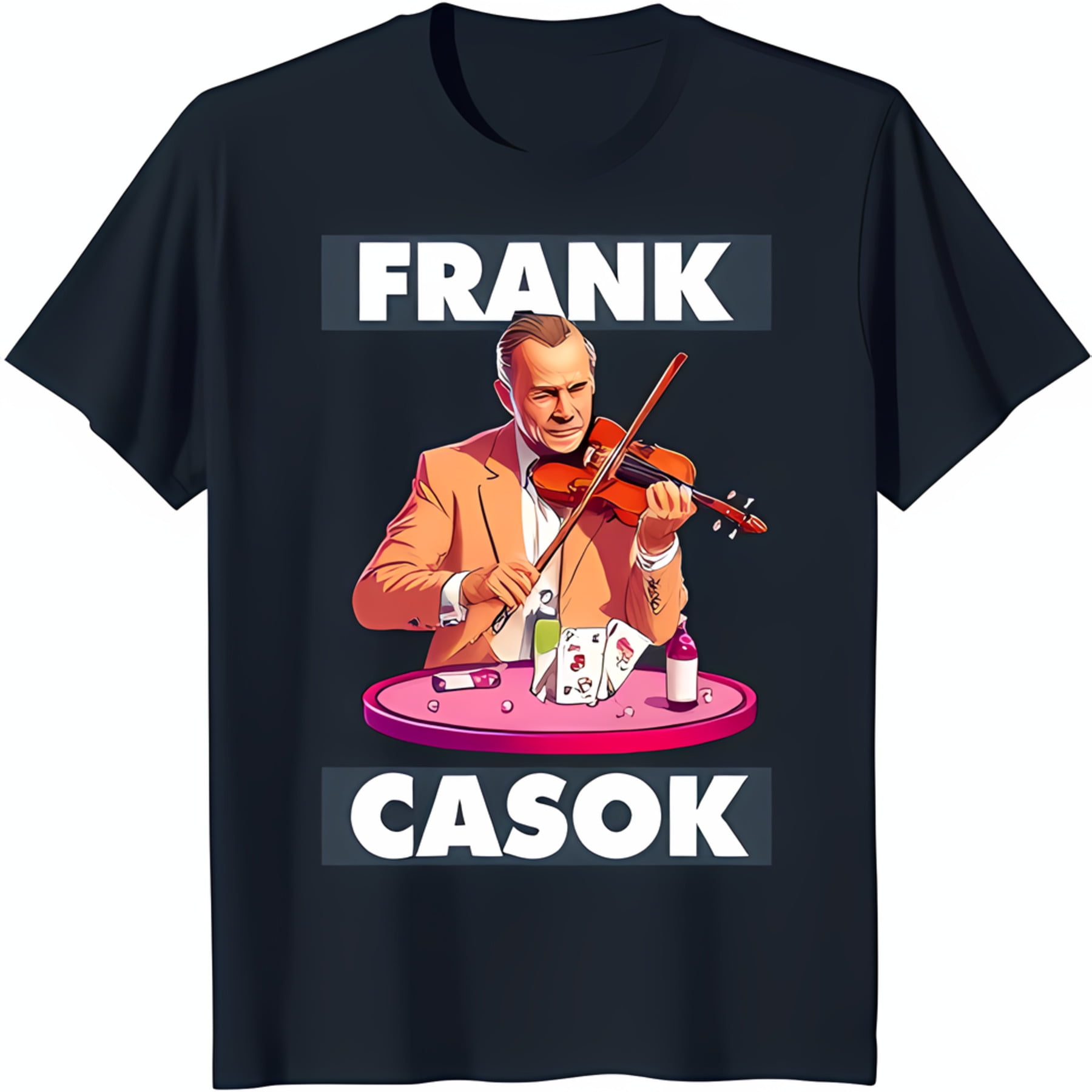 Black T-Shirt with Violinist Graphic Frank Casok Design Bold Style ...