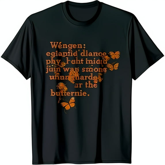 Black T-Shirt with Wengen Quote in Text & Butterfly Graphics - Walmart.com