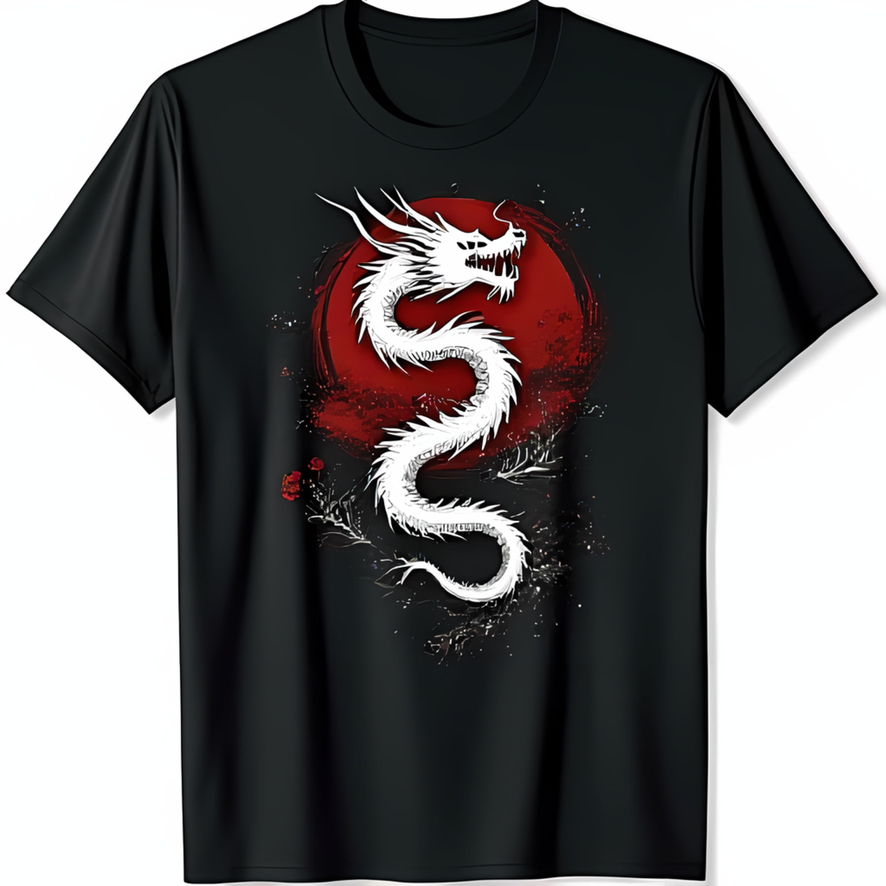 Black T-Shirt with White Ascending Graphic and Red Sun Design - Walmart.com