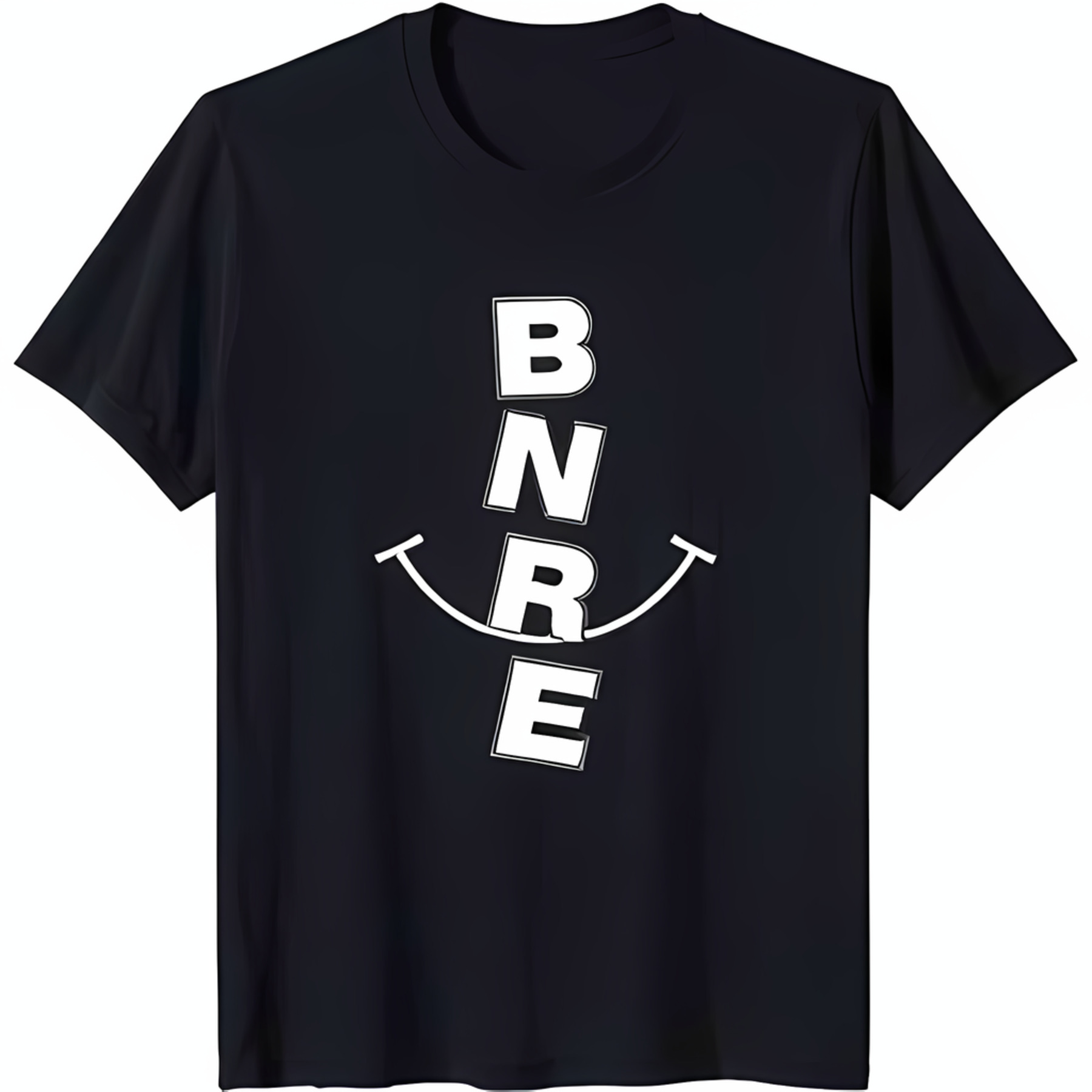 Black T-Shirt with White & 'BNRE' Design Neck Short Sleeves - Walmart.com