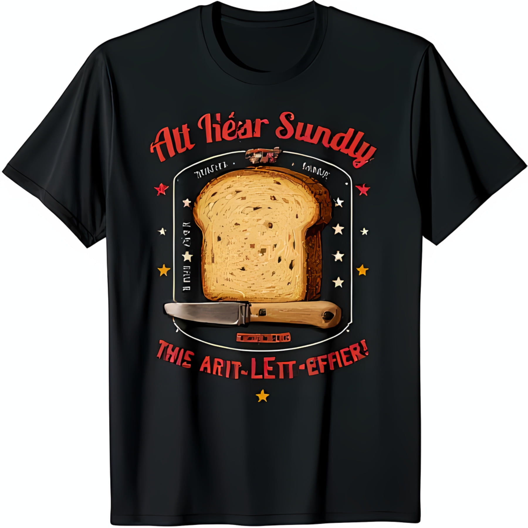 Black T-Shirt with White Bread and Graphic All Kiéar Sundly Design - Walmart.com