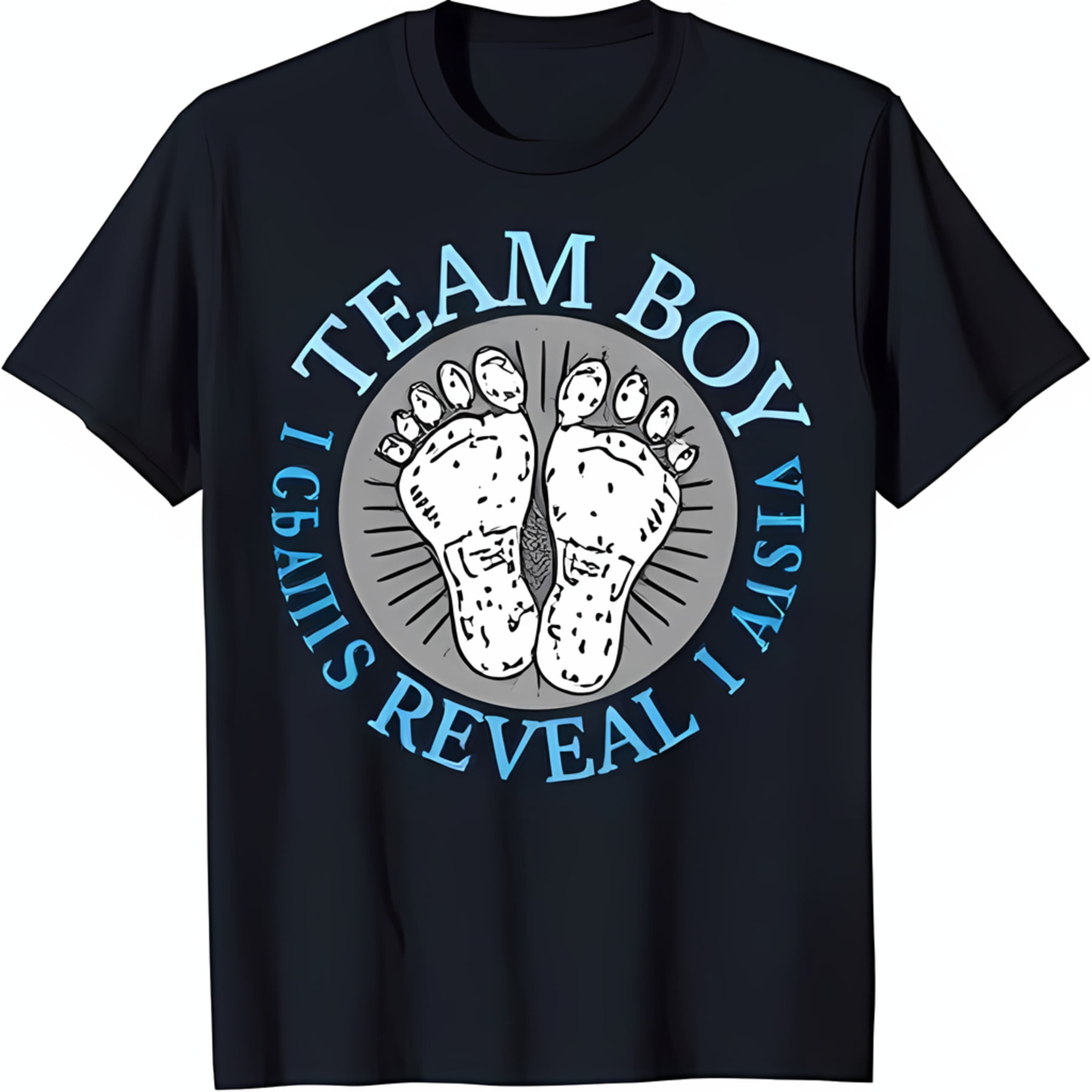 Black T-Shirt with White Circle Design Featuring Feet & 'Team Boy' for ...