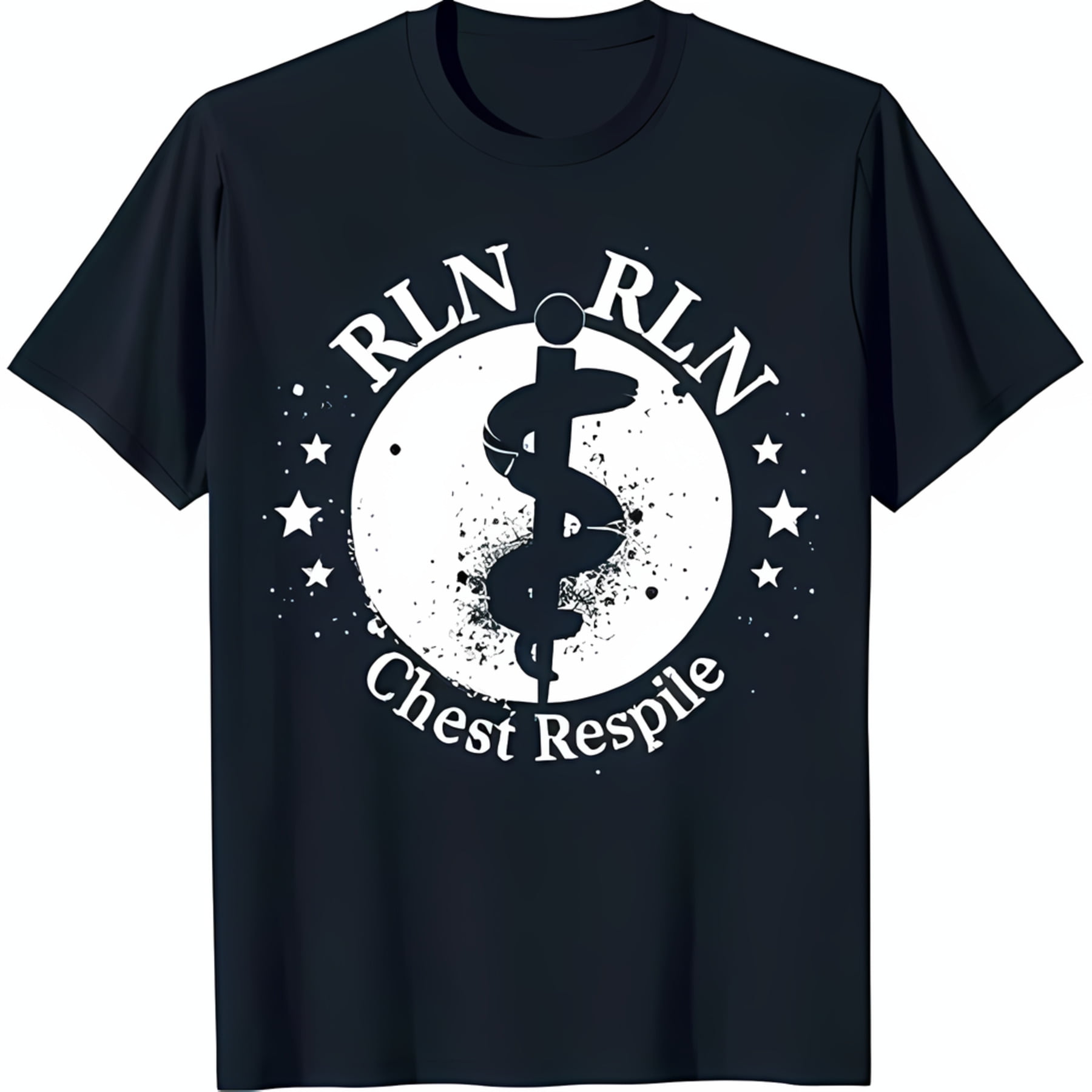 Black T-Shirt with White Circle RLN & Caduceus Symbol Chest Respile ...