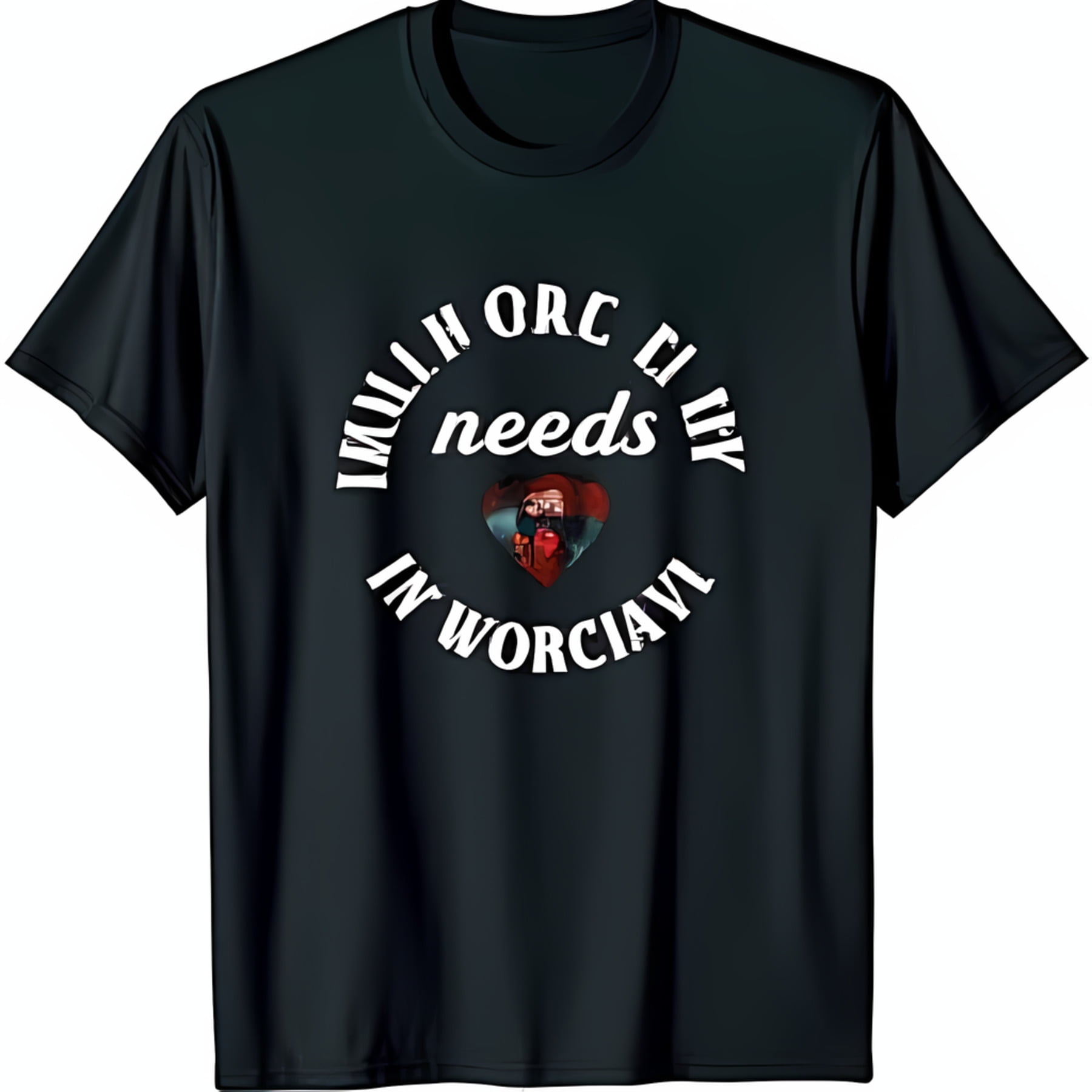 Black T-Shirt with White Circular Graphic: 'IMUH ORC CITY' Design ...