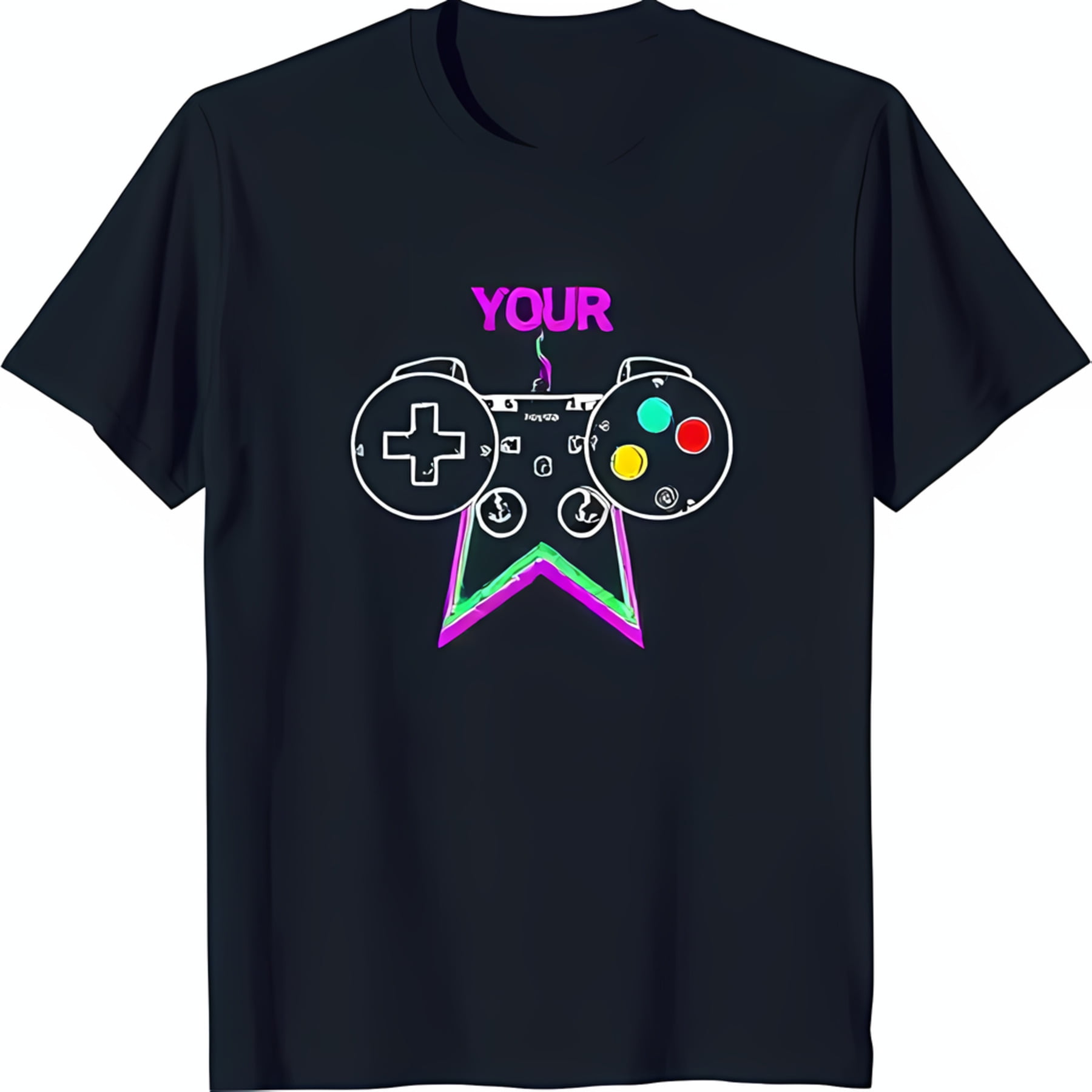 Black T-Shirt with White Controller Outline & 'YOUR Hyperste' Design ...