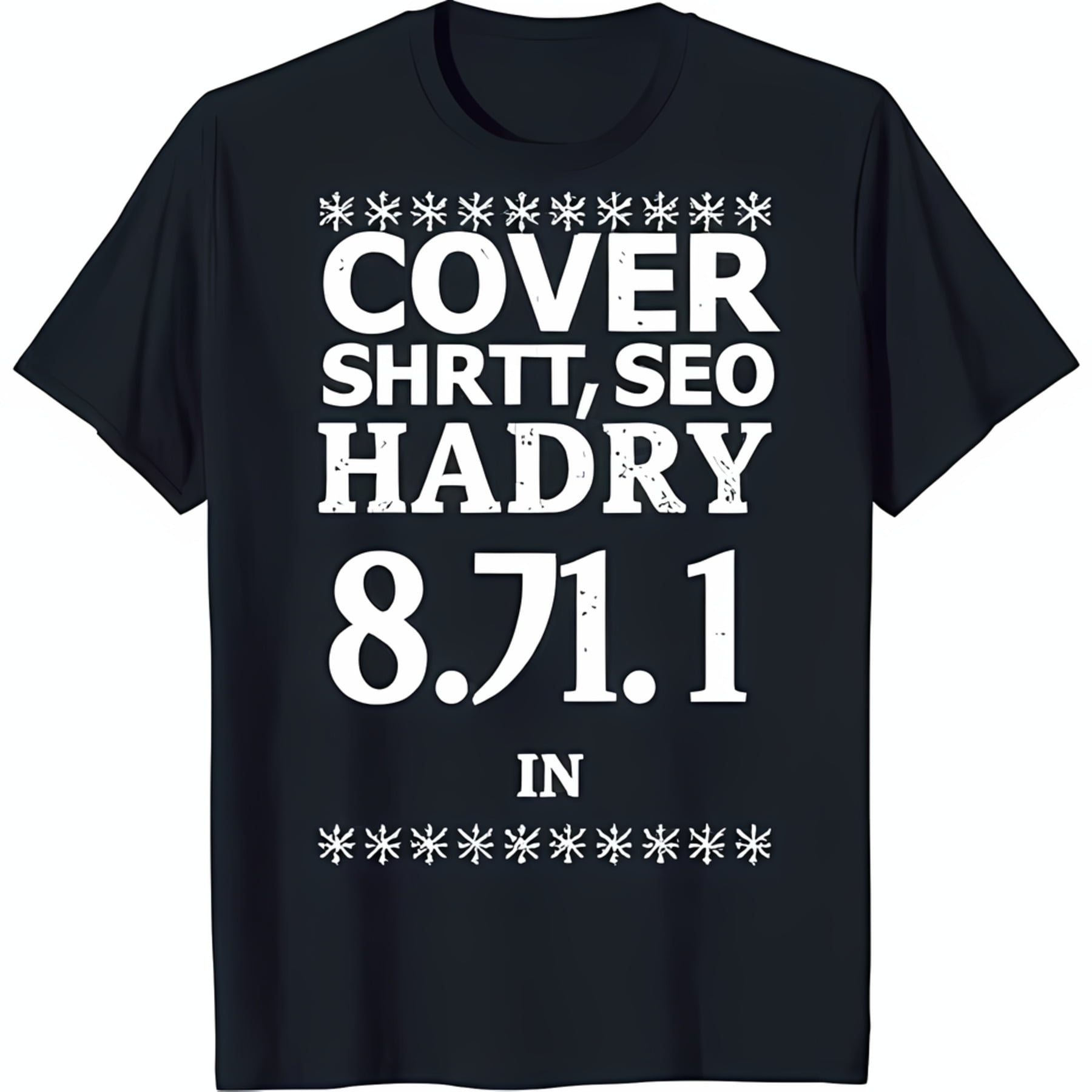 Black T-Shirt with White 'Cover Shrtt Seo Hadry 8 71 1 In' Design ...