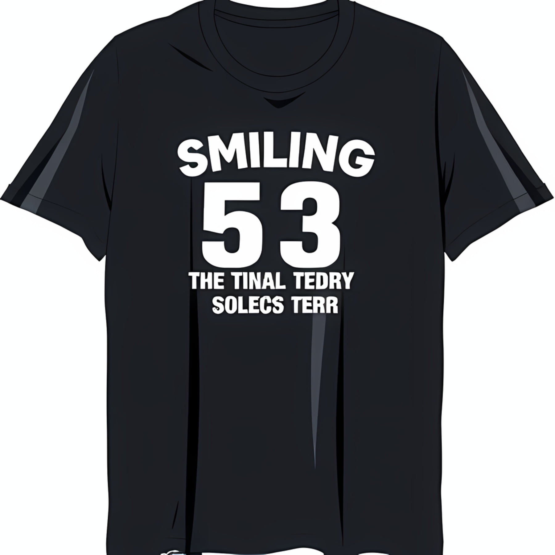Black T-Shirt with White Design: 'Smiling 53' and 'The Tinal Tedry ...