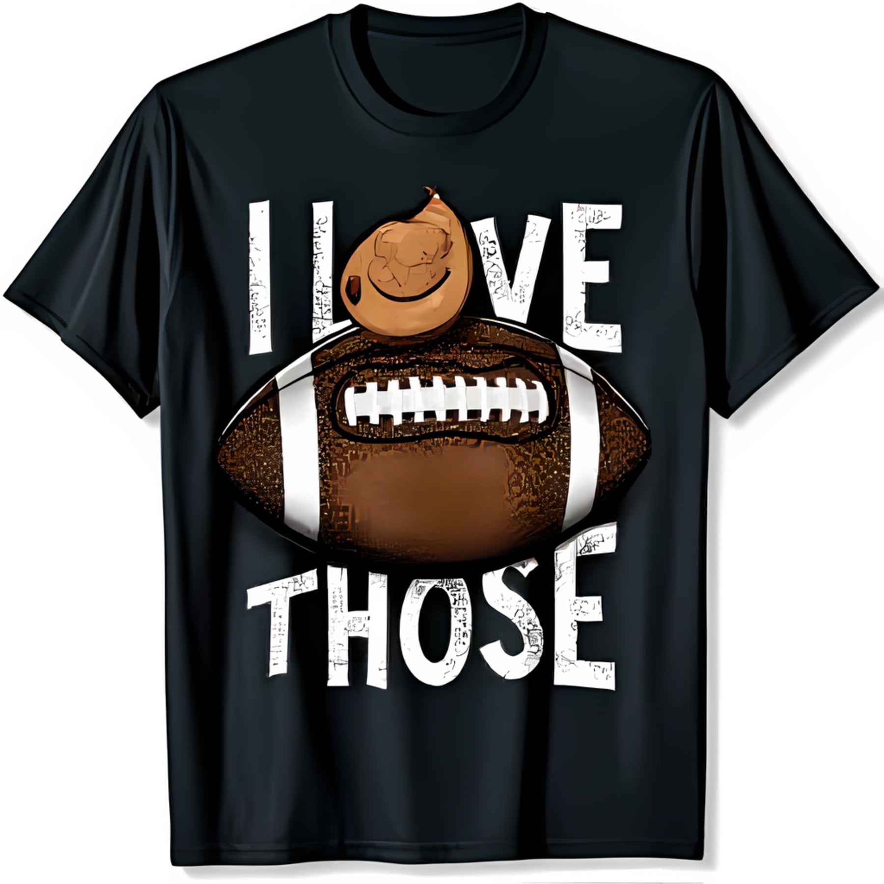 Black T-Shirt with White Design and Brown Nut Graphic I LOVE THOSE Text ...