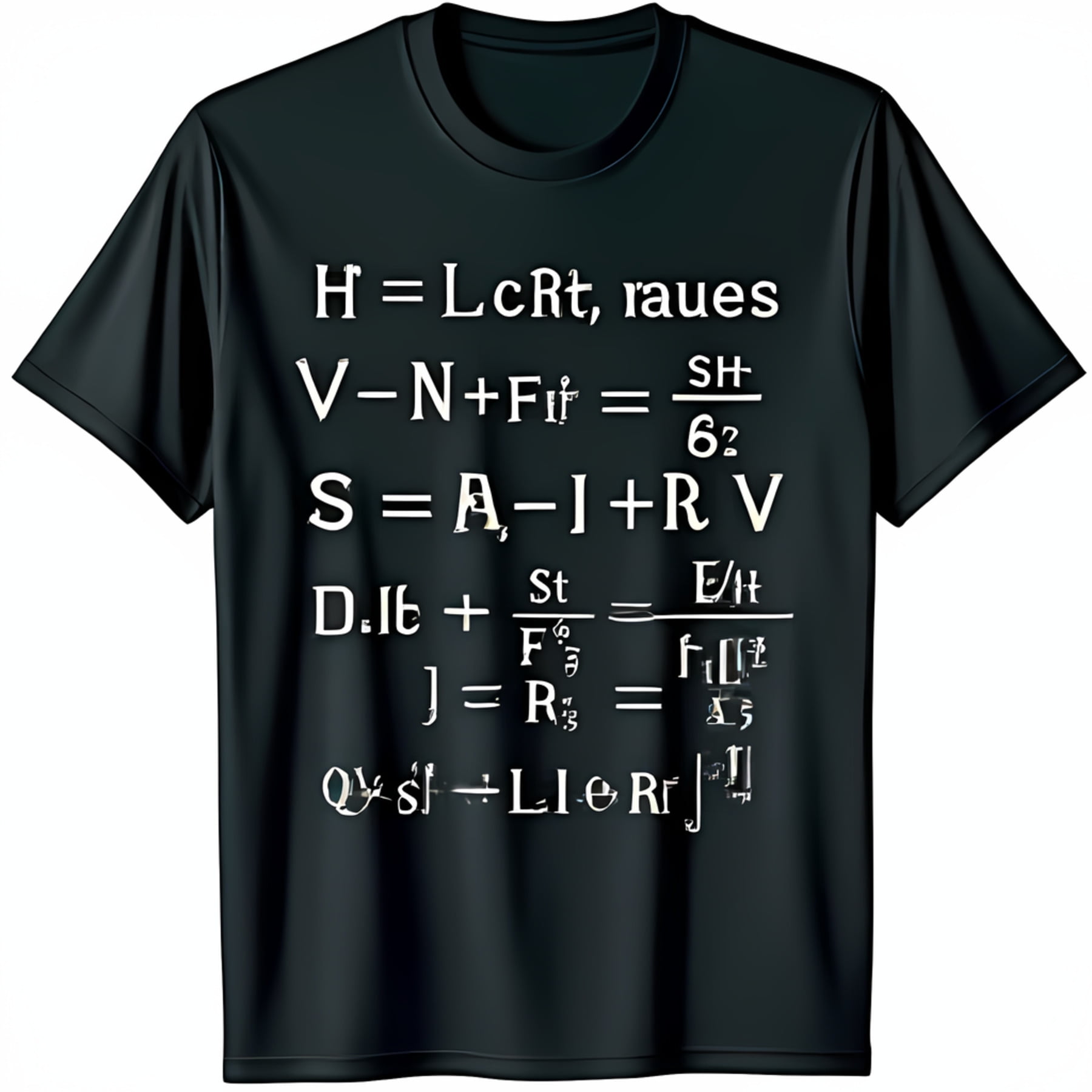 Black T-Shirt with White Graphic Design of Physics Equations Unique ...