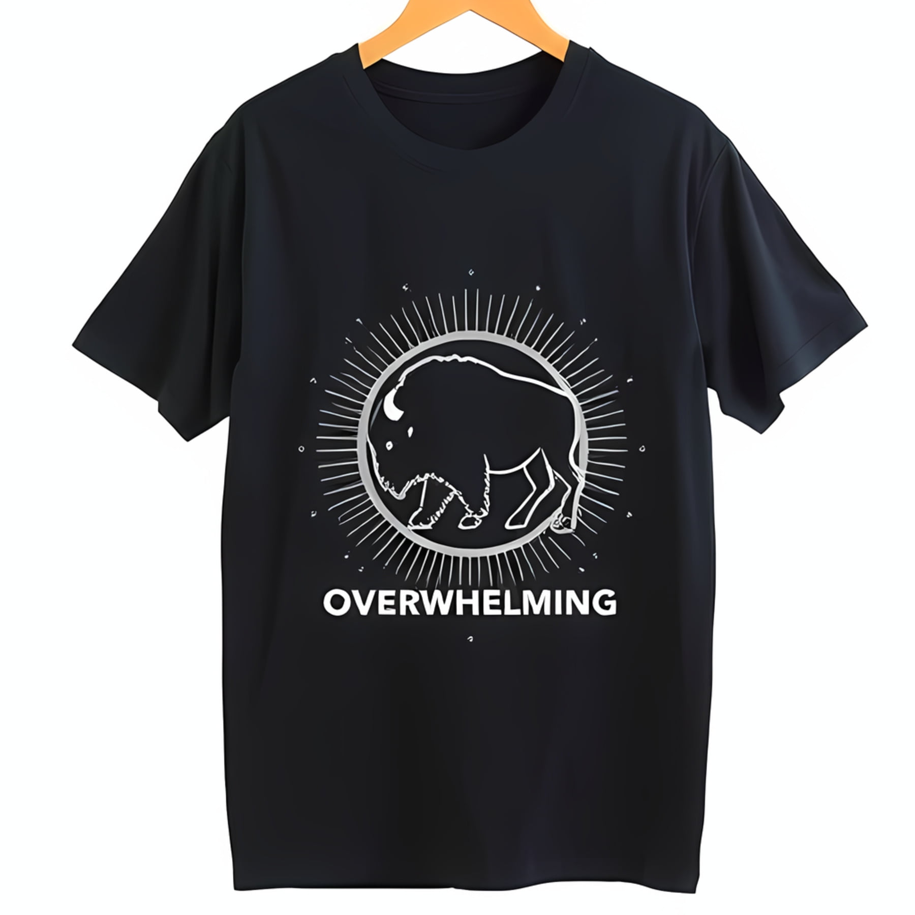 Black T-Shirt with White Graphic & 'Overwhelming' Design - Walmart.com