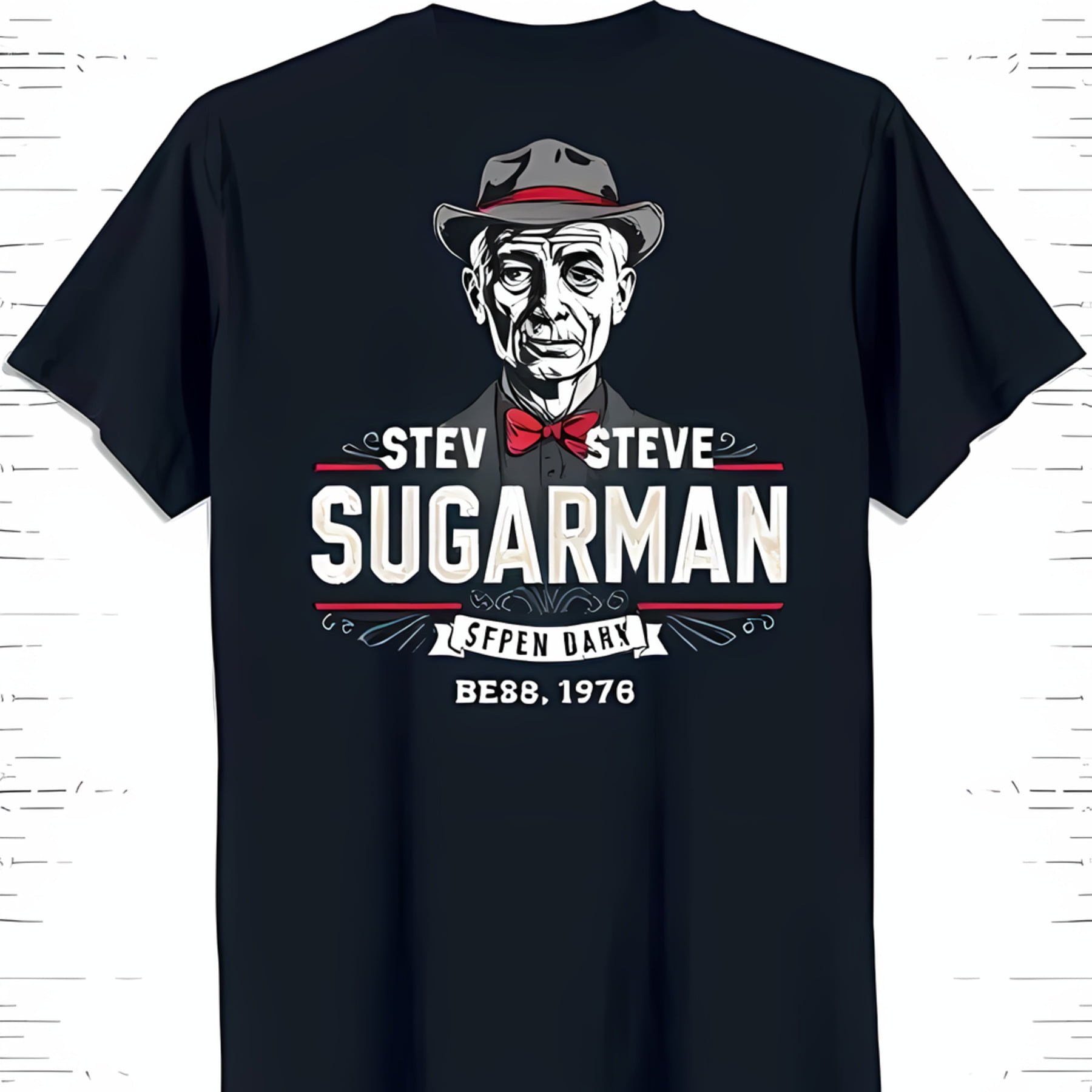 Black T-Shirt with White Graphic Portrait of Sugarman in - Walmart.com