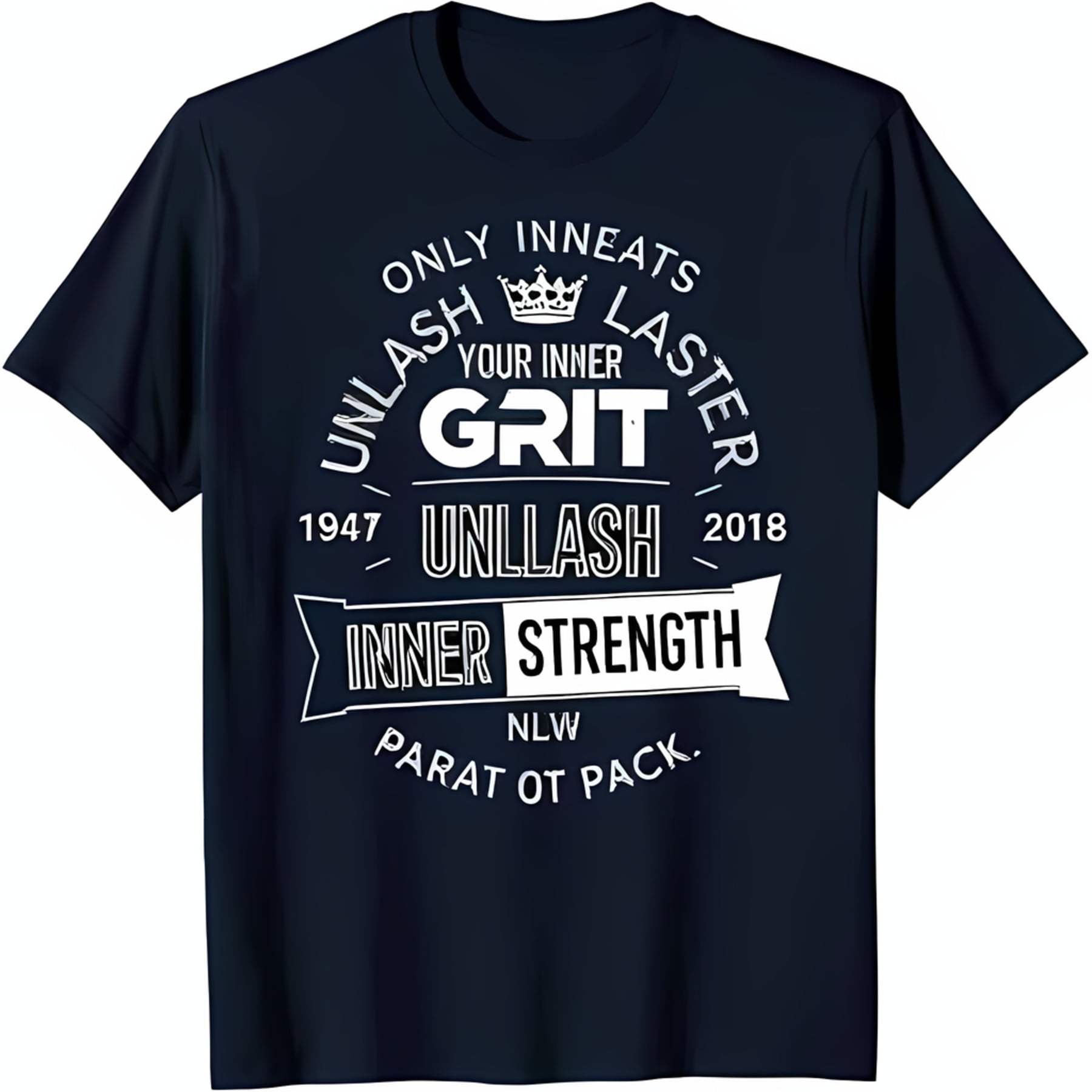 Black T-Shirt with White Graphic: 'Unlash Your Inner Grit' Circle ...